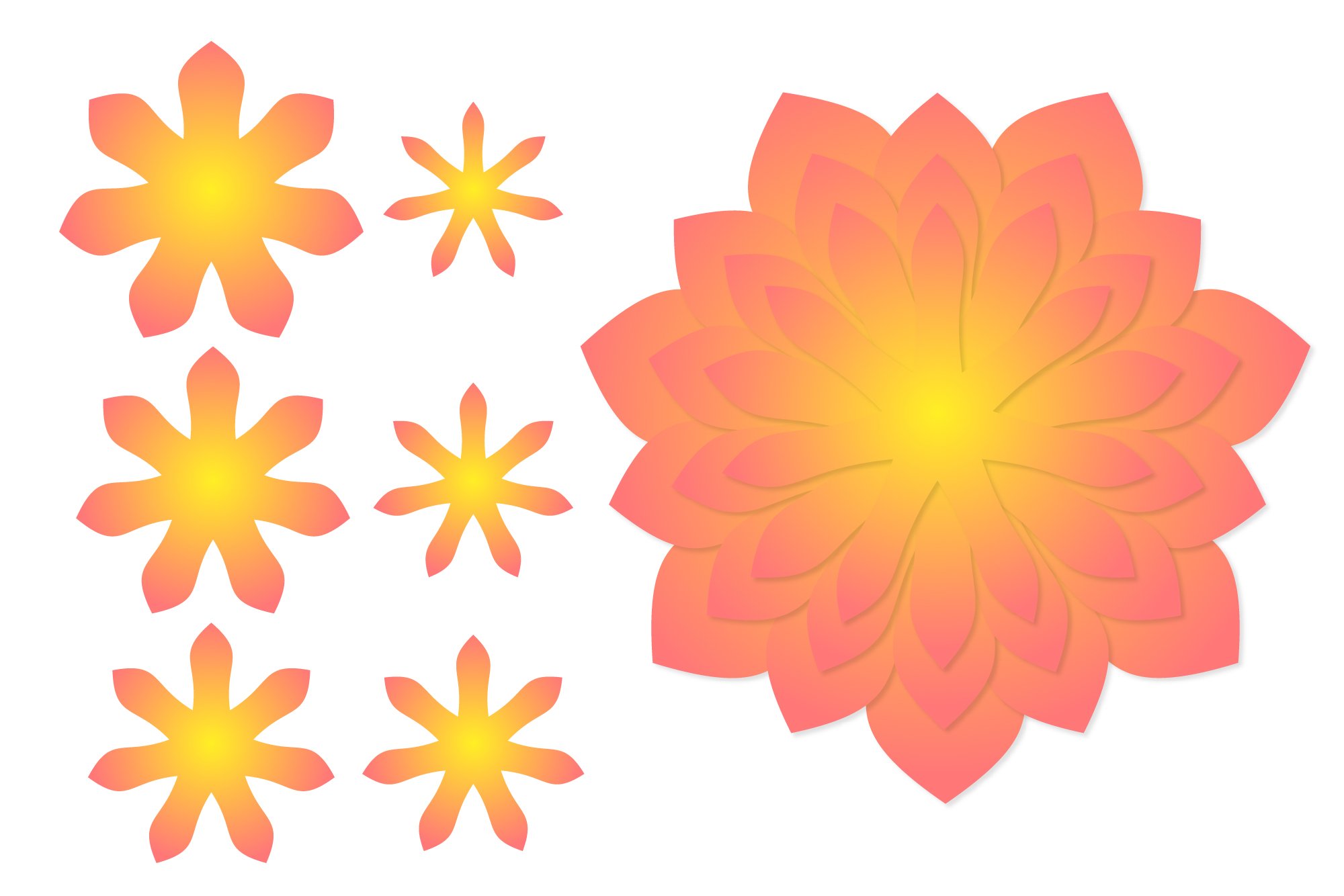 Paper Cut 3D Flowers Template Bundle. Paper Flower Set