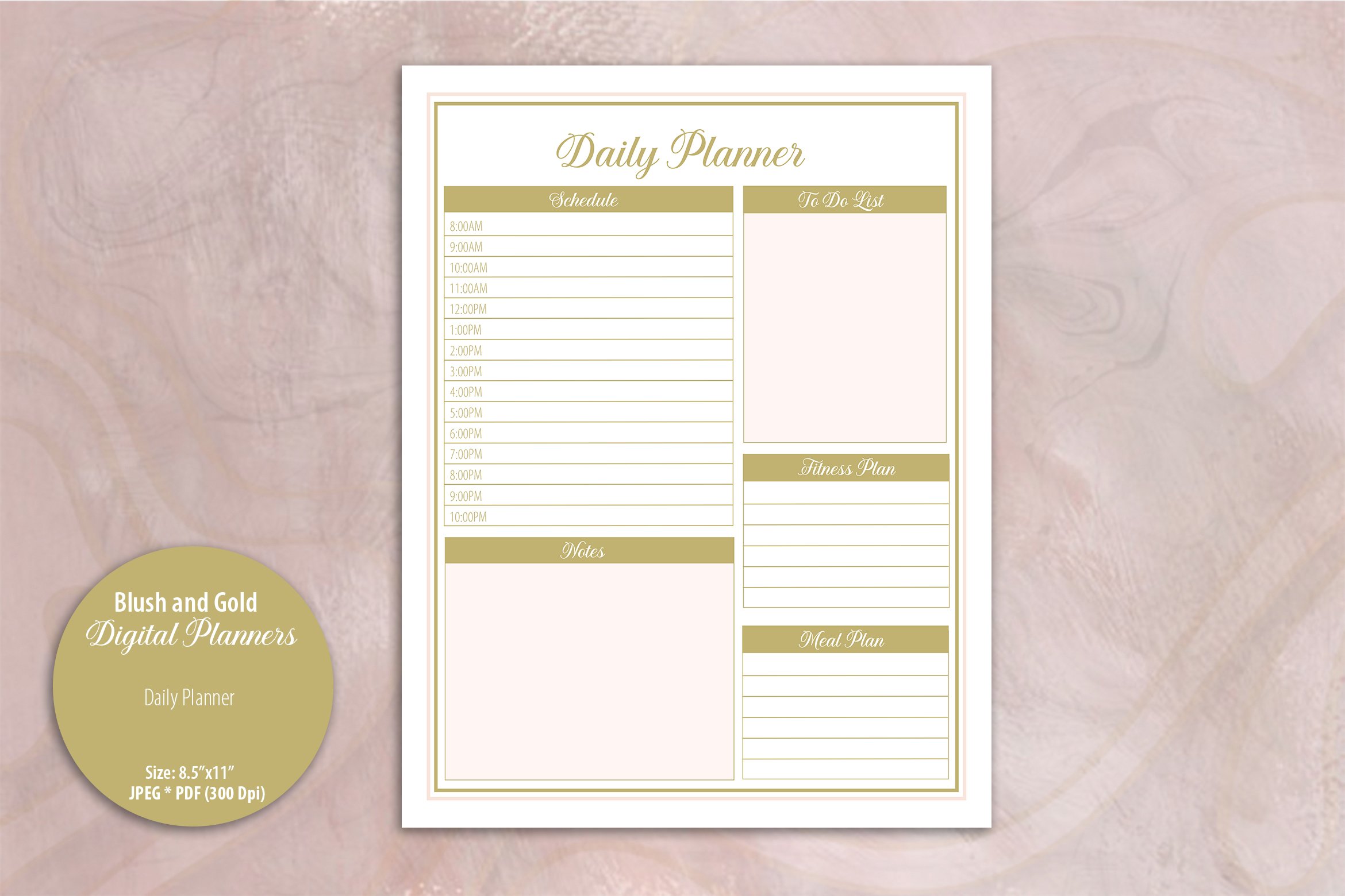 Blush and Gold Digital Planner