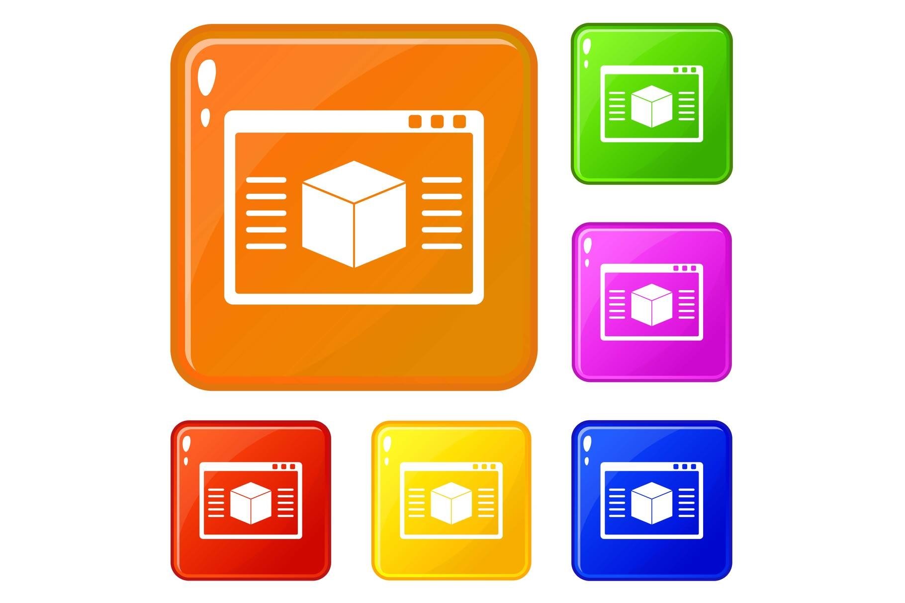 3d model icons set vector color (526140) | Icons | Design Bundles