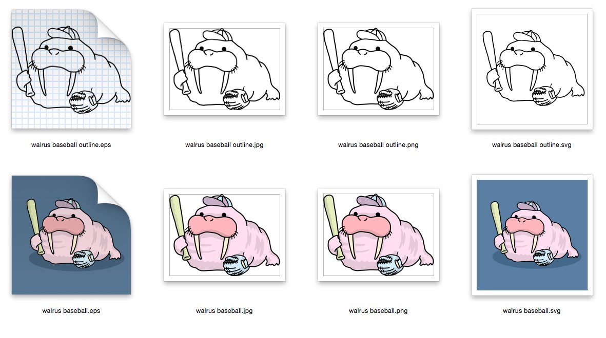 Walrus baseball- Outline and Colored - SVG-EPS-JPG-PNG (214788 ...
