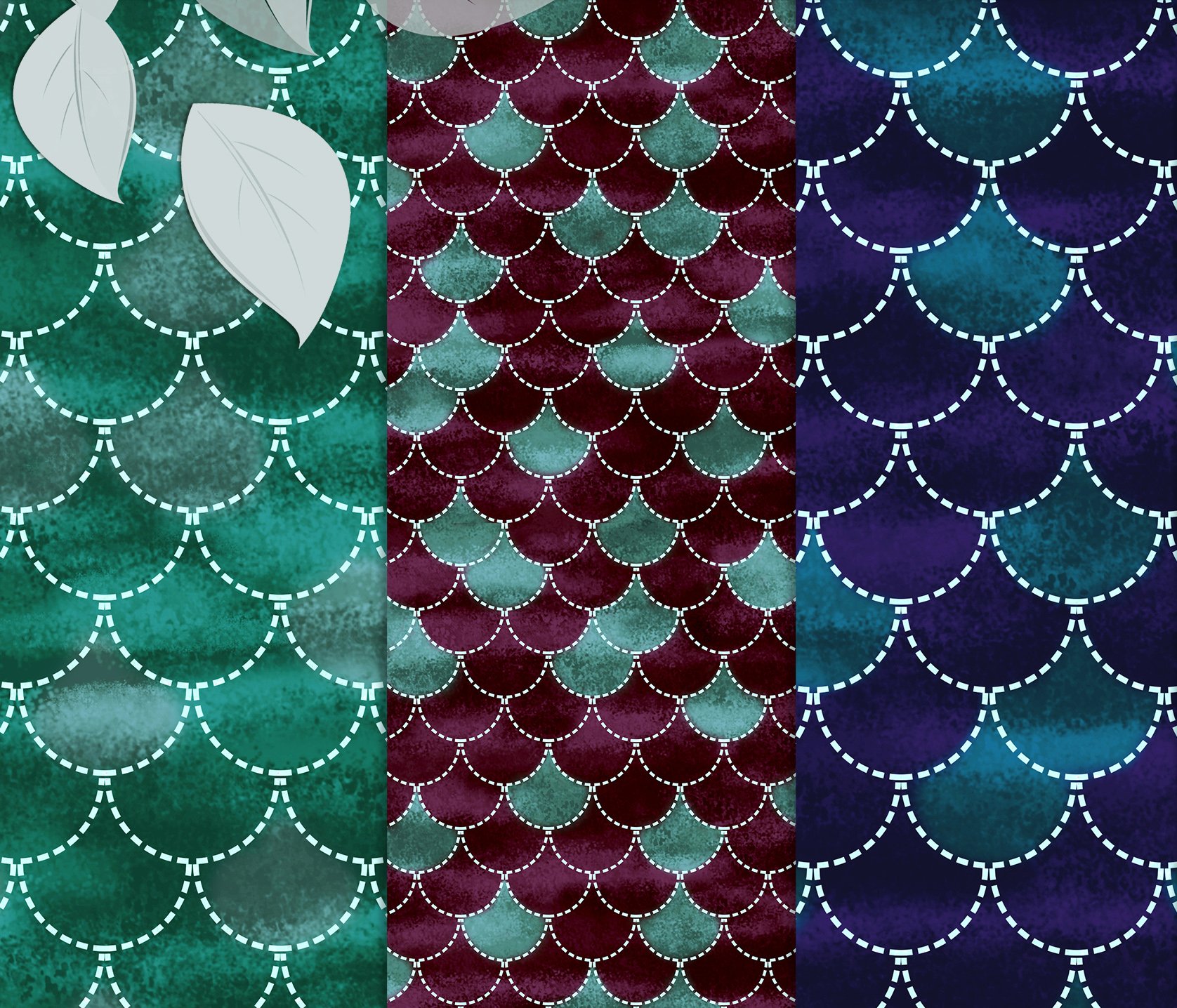 Colourful velvety mermaid scales, Printable digital paper. (413430 ...