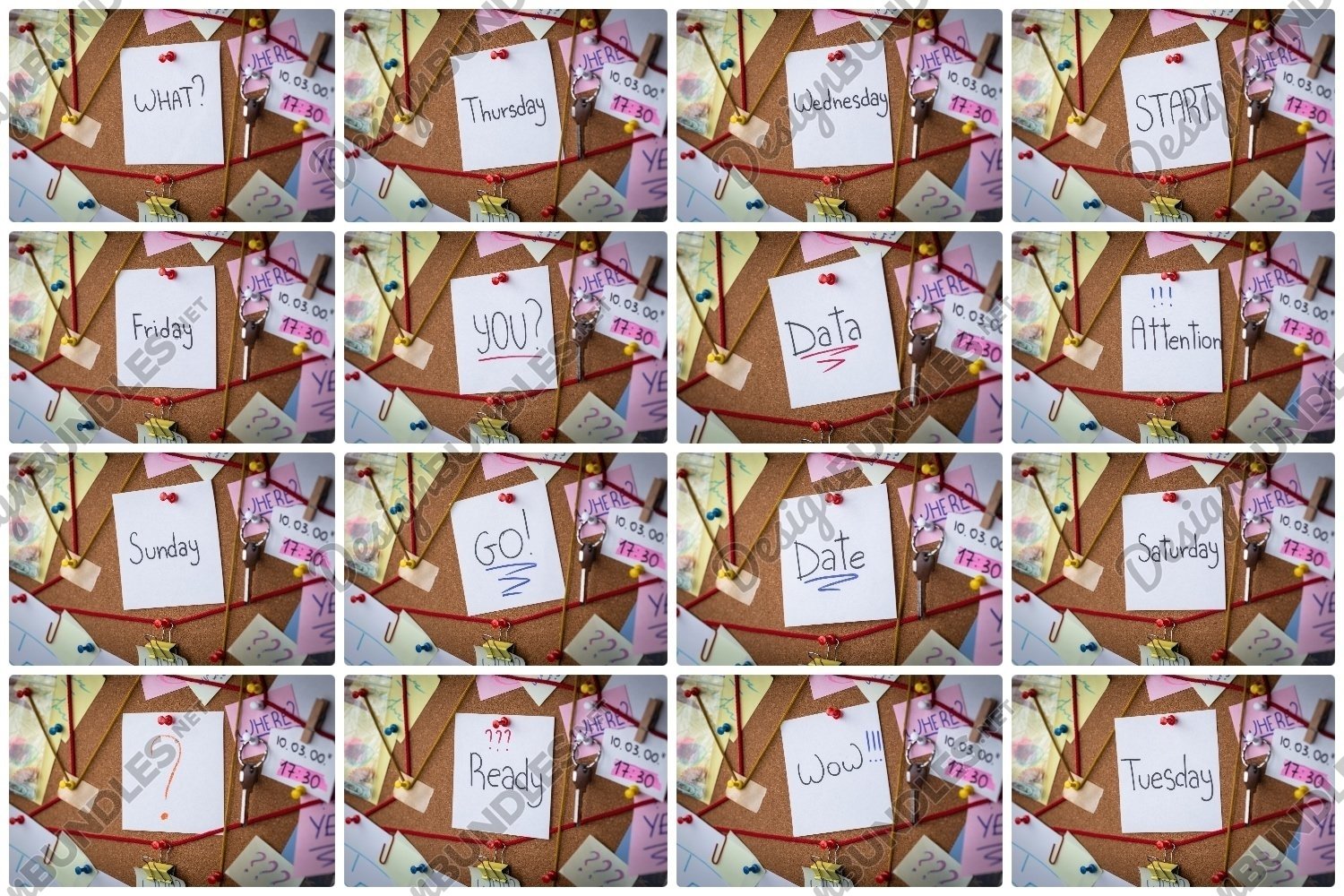 Set of 52 detective board photos (915328) | Conceptual | Design Bundles