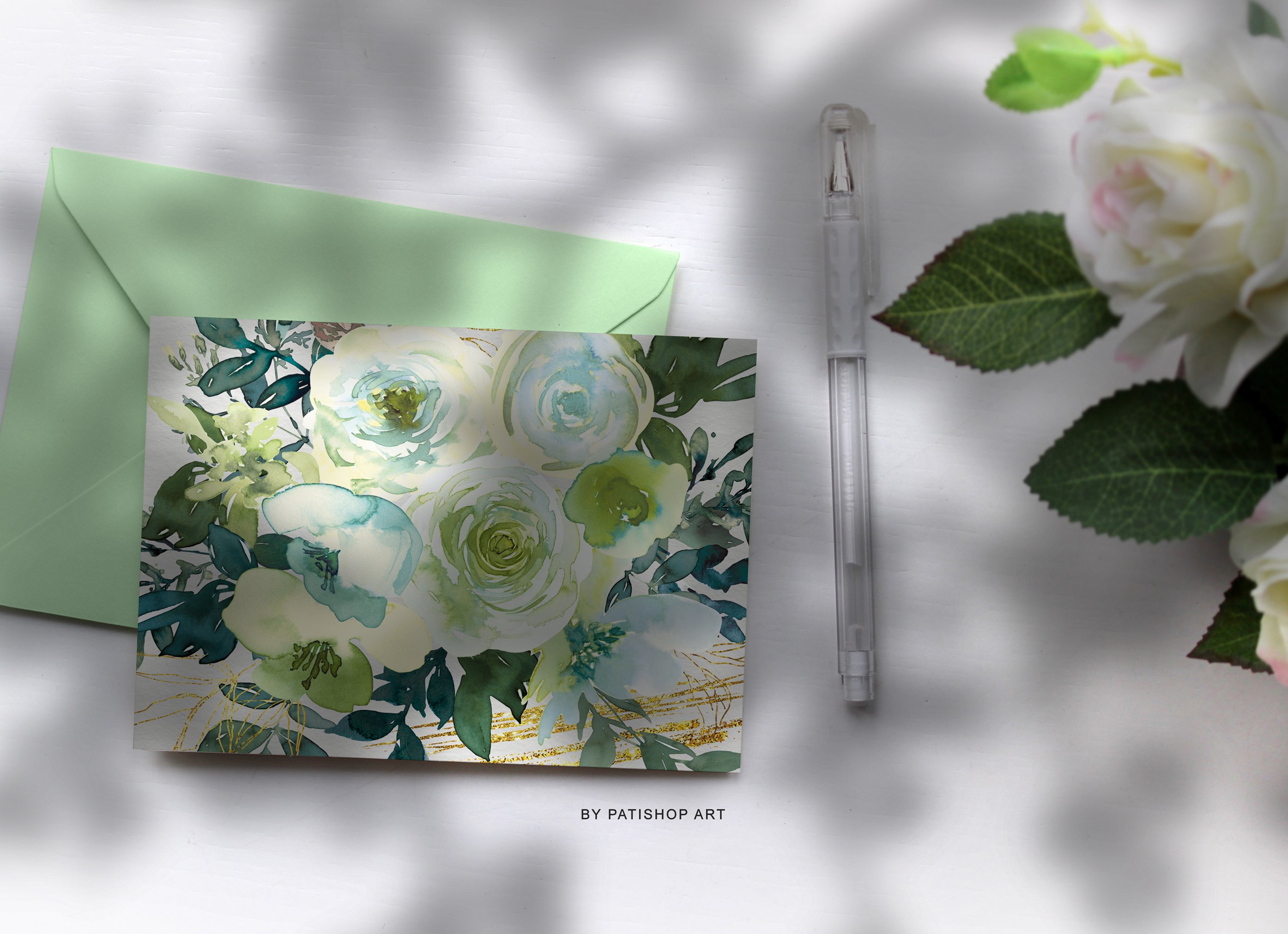 Watercolor Turquoise & June Bud Clipart (354746) | Illustrations ...