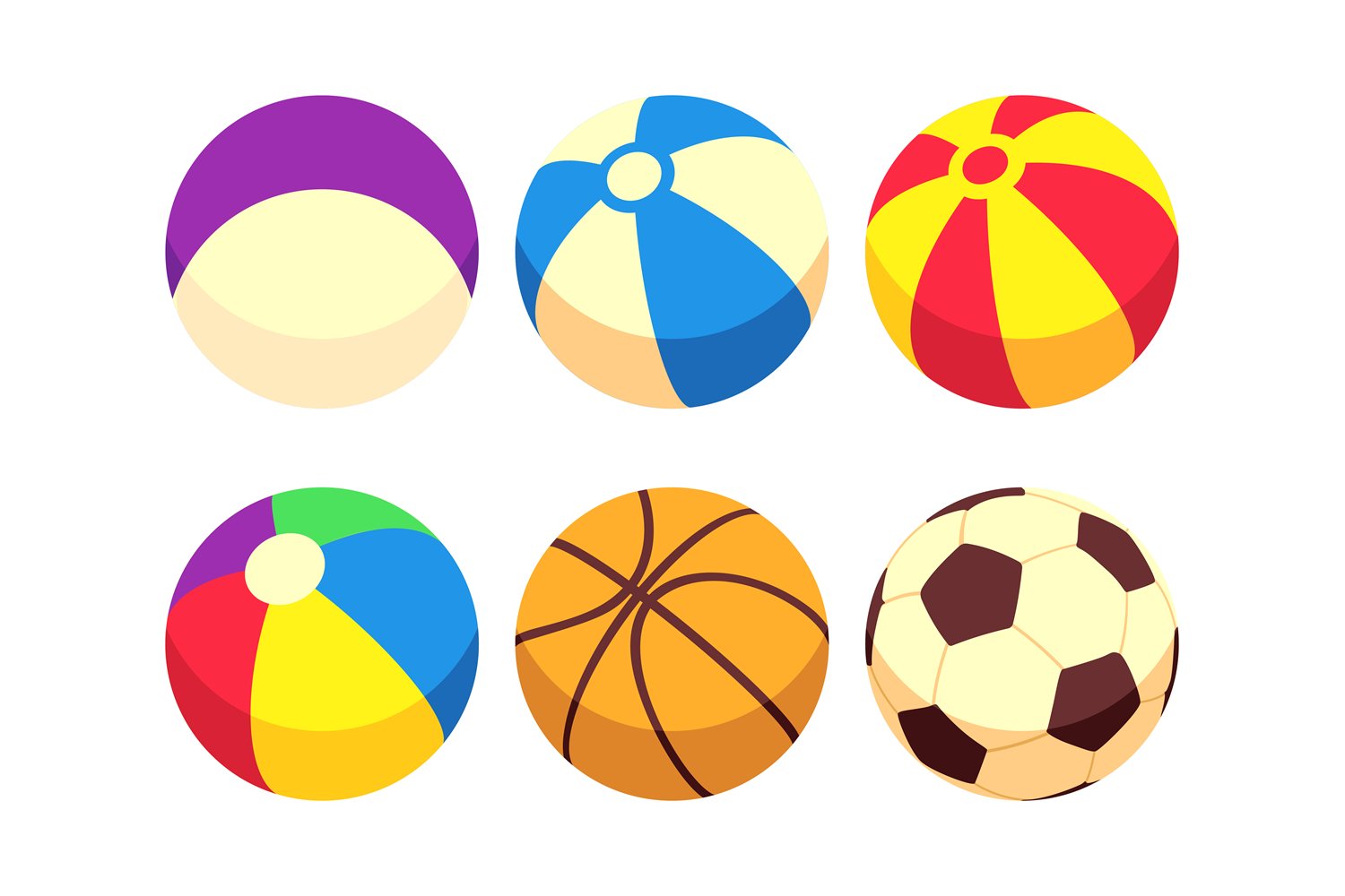 Sport and toy balls icons isolated on white (891996) | Icons | Design ...