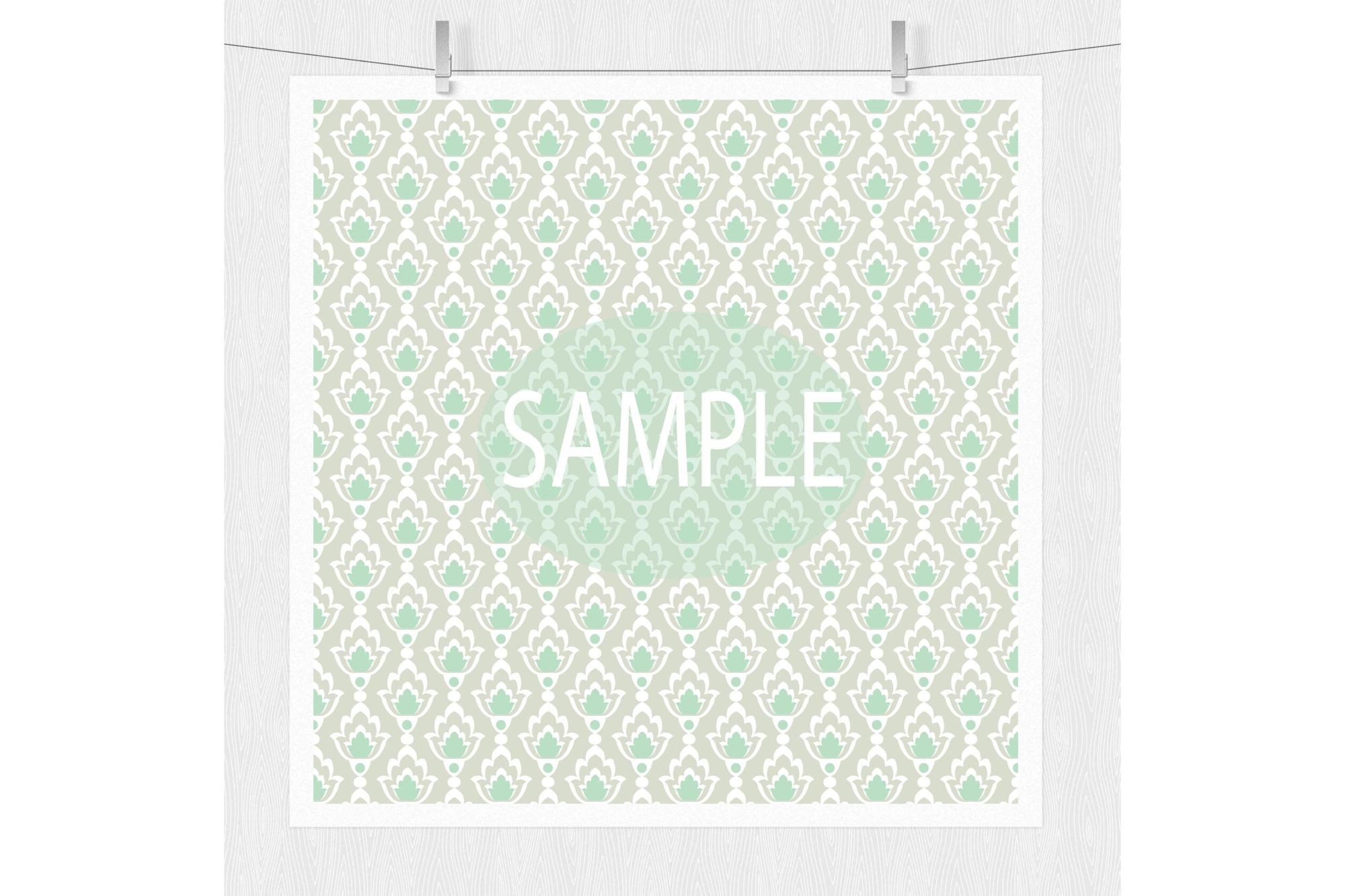 Sea Foam Green Damask Digital Paper (14615) | Backgrounds | Design Bundles