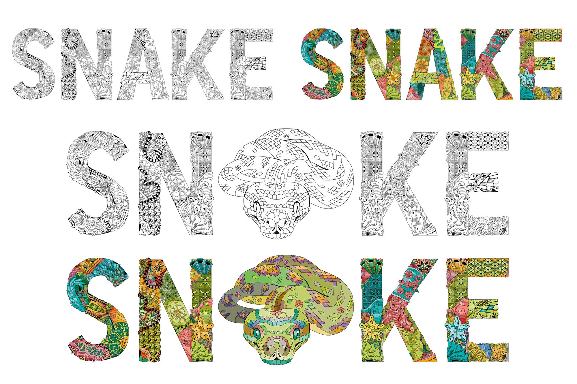 Zentangle snake (556243) | Objects | Design Bundles