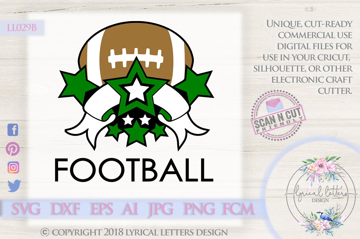 Football Sports Banner with Stars SVG DXF FCM LL029B