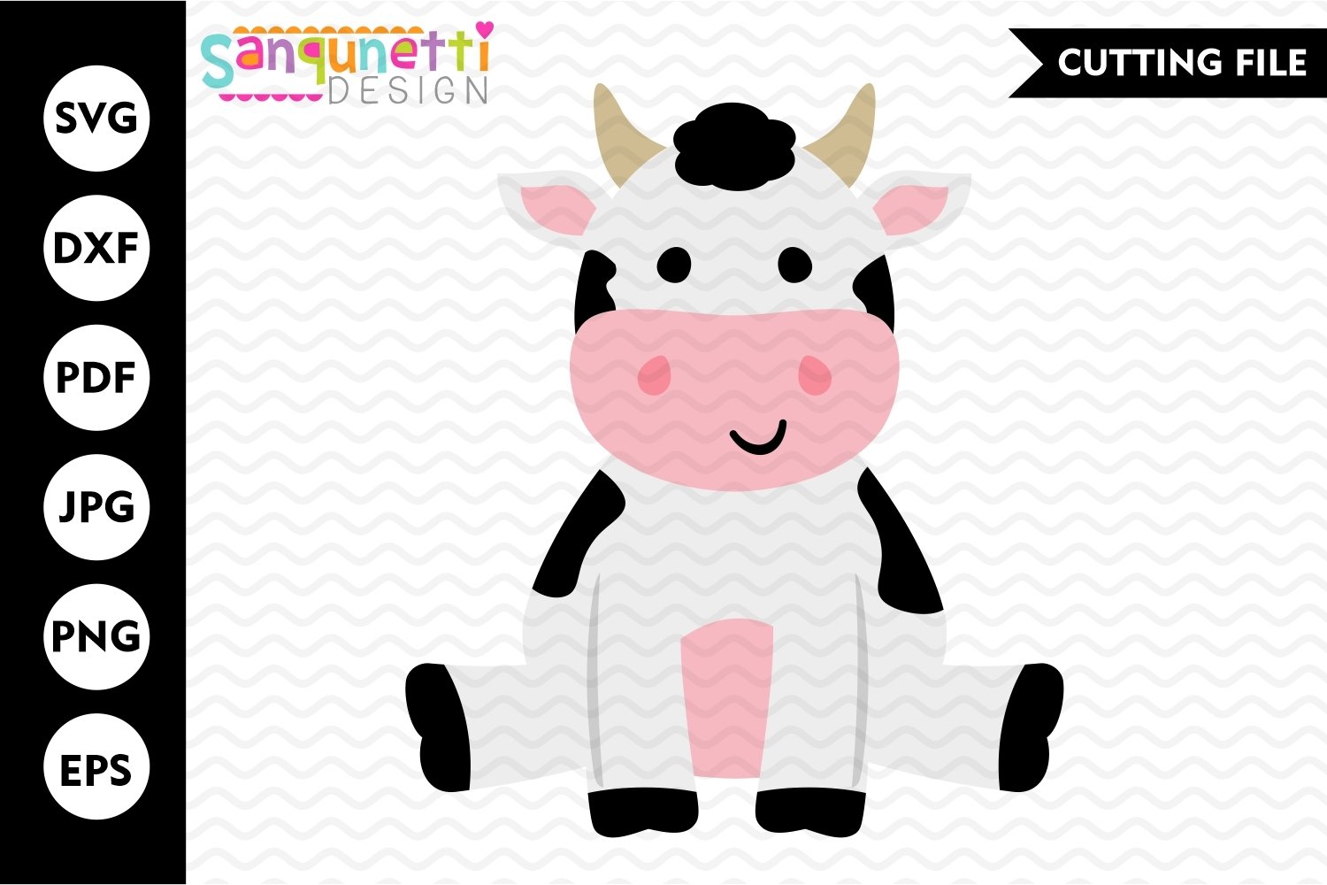 Sitting cow SVG, farm cutting file, cow digital art (539815) | Cut ...