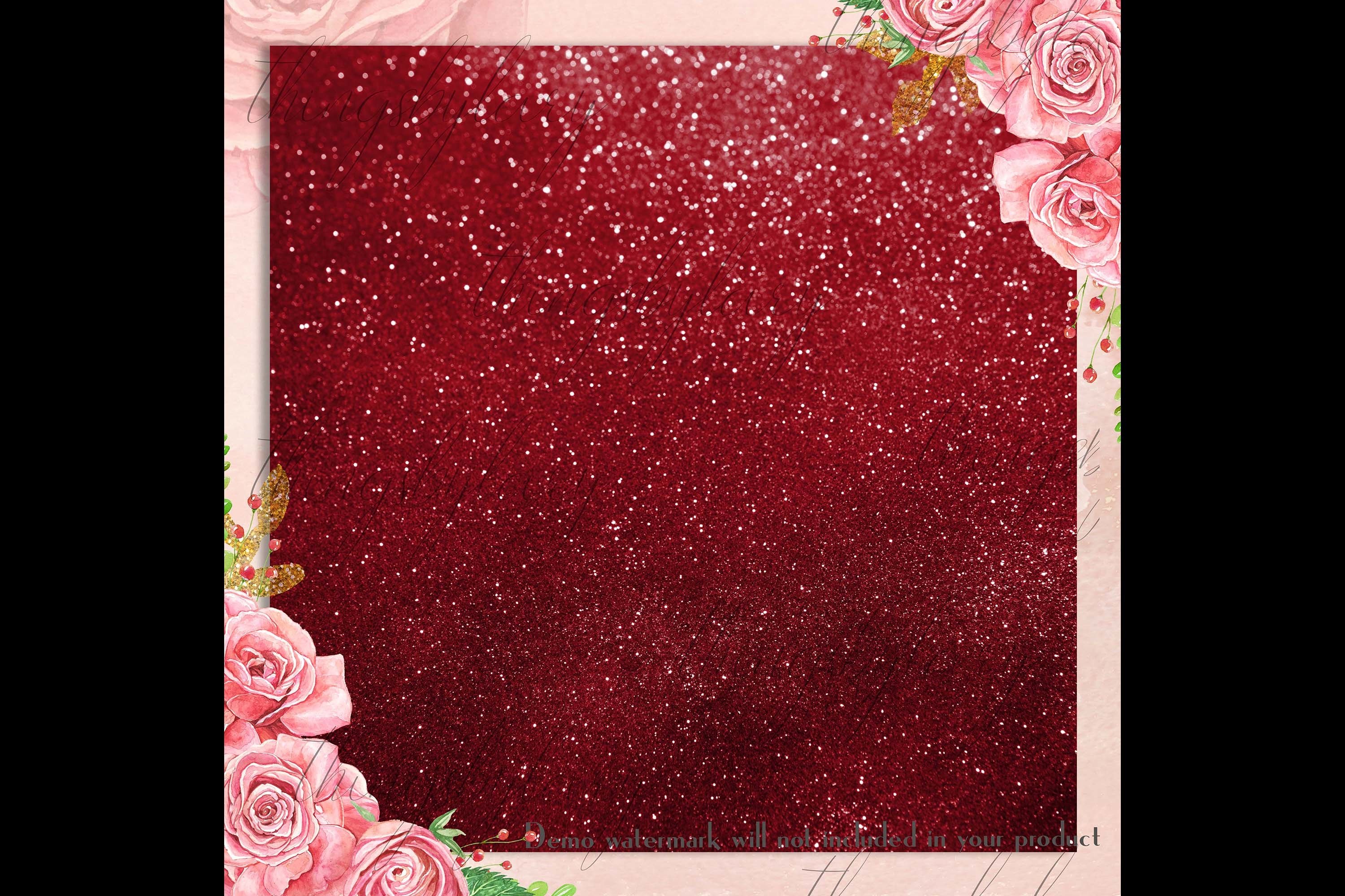 42 Red Glitter Sequin Tinsel Shimmering Digital Papers (357346 ...