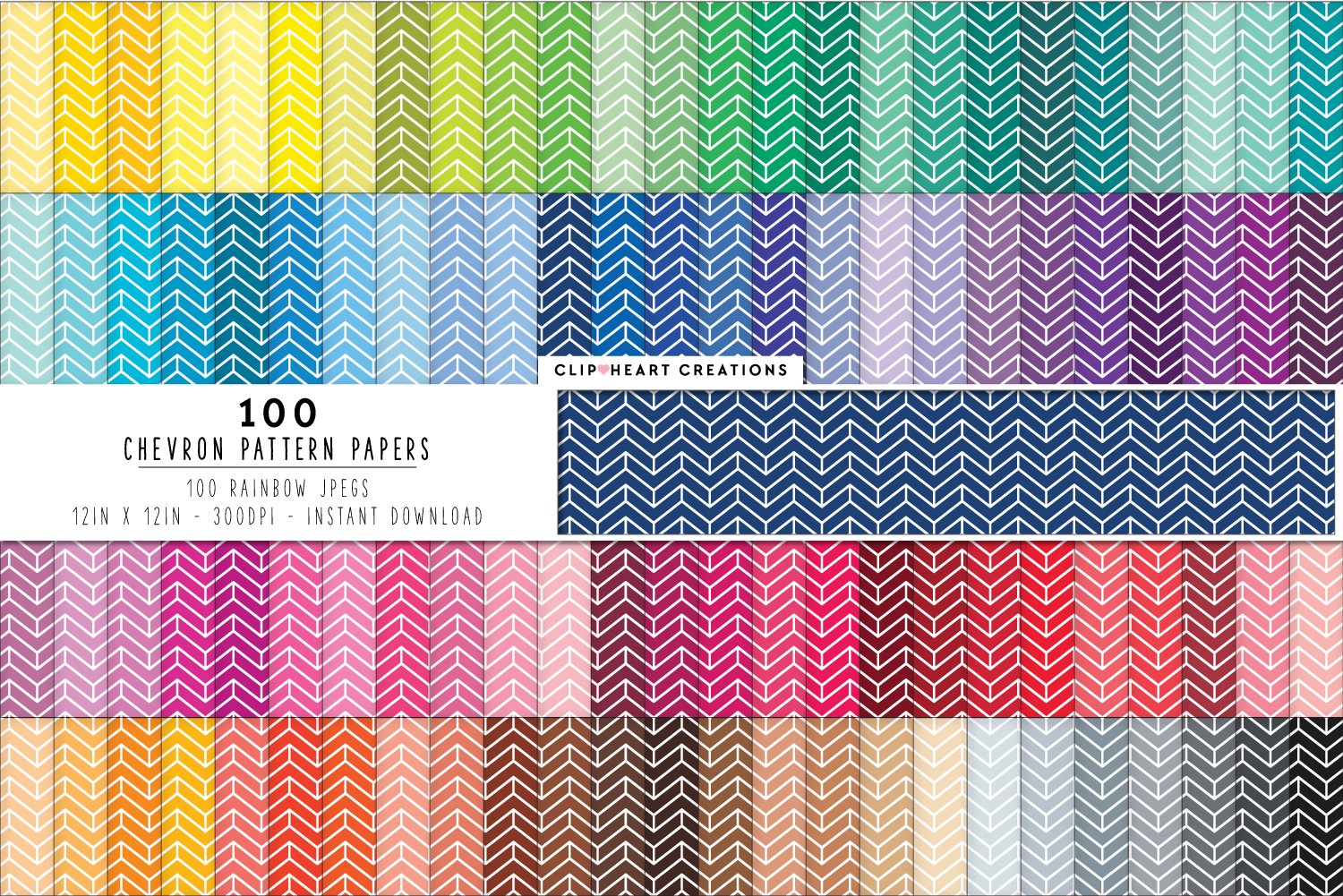 100 Chevron Pattern Digital Papers - rainbow colors (112851 ...