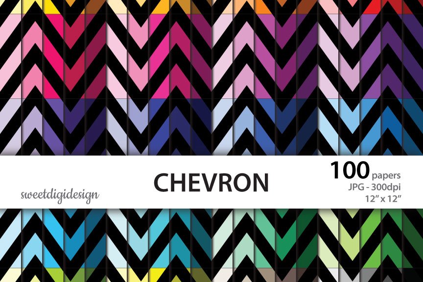Colors chevron digital paper (556401) | Patterns | Design Bundles
