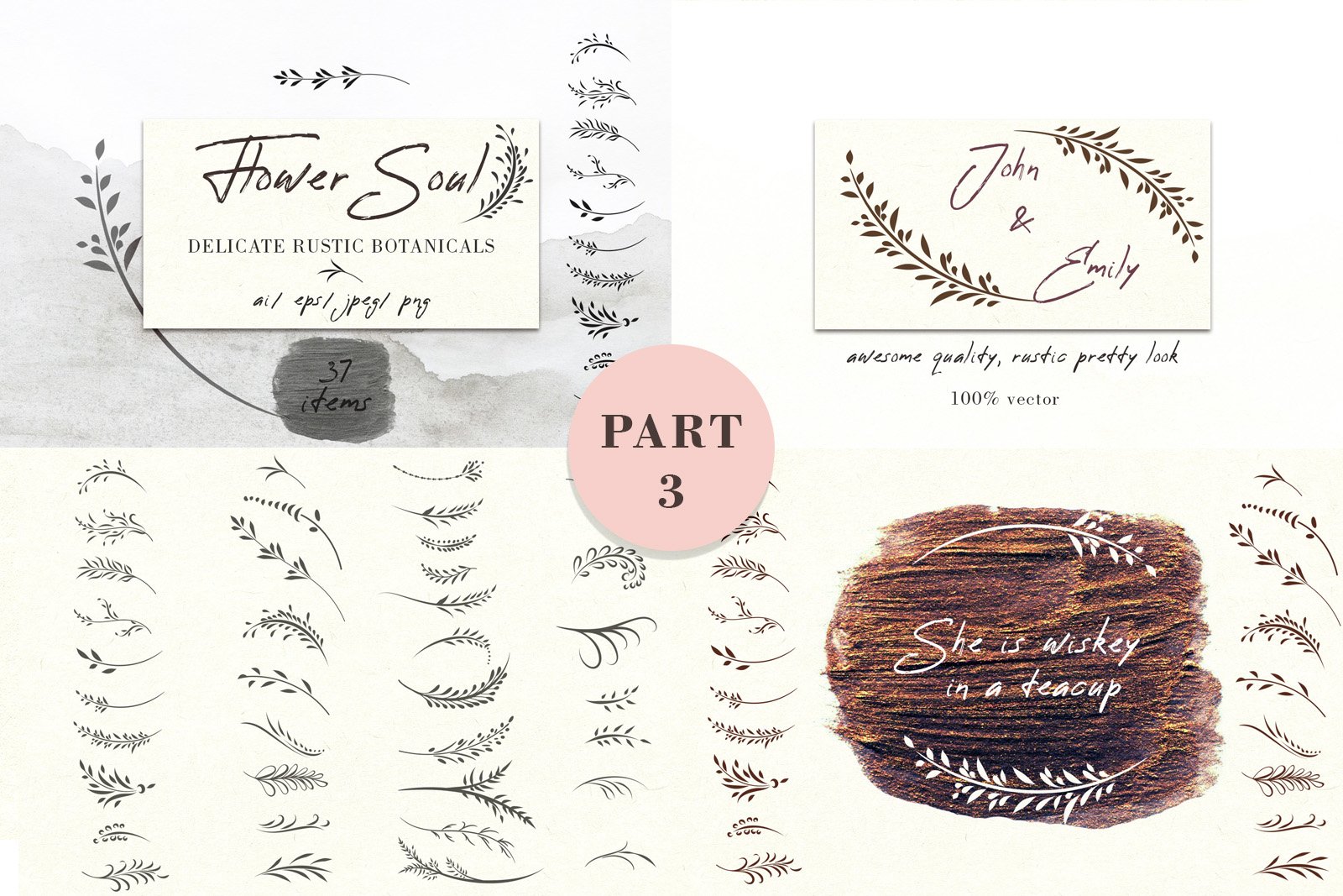 Bundle of vector rustic botanicals, frames and flourishes (367551 ...