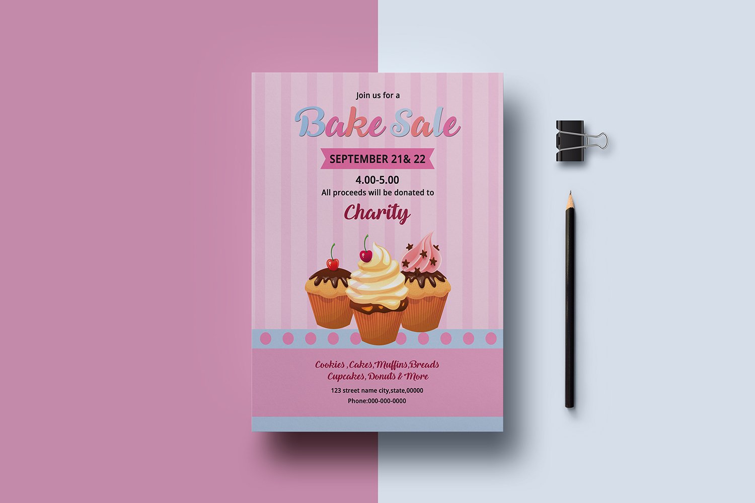 Bake Sale Flyer Template, Ms Word & Photoshop Template (684506) | Card ...