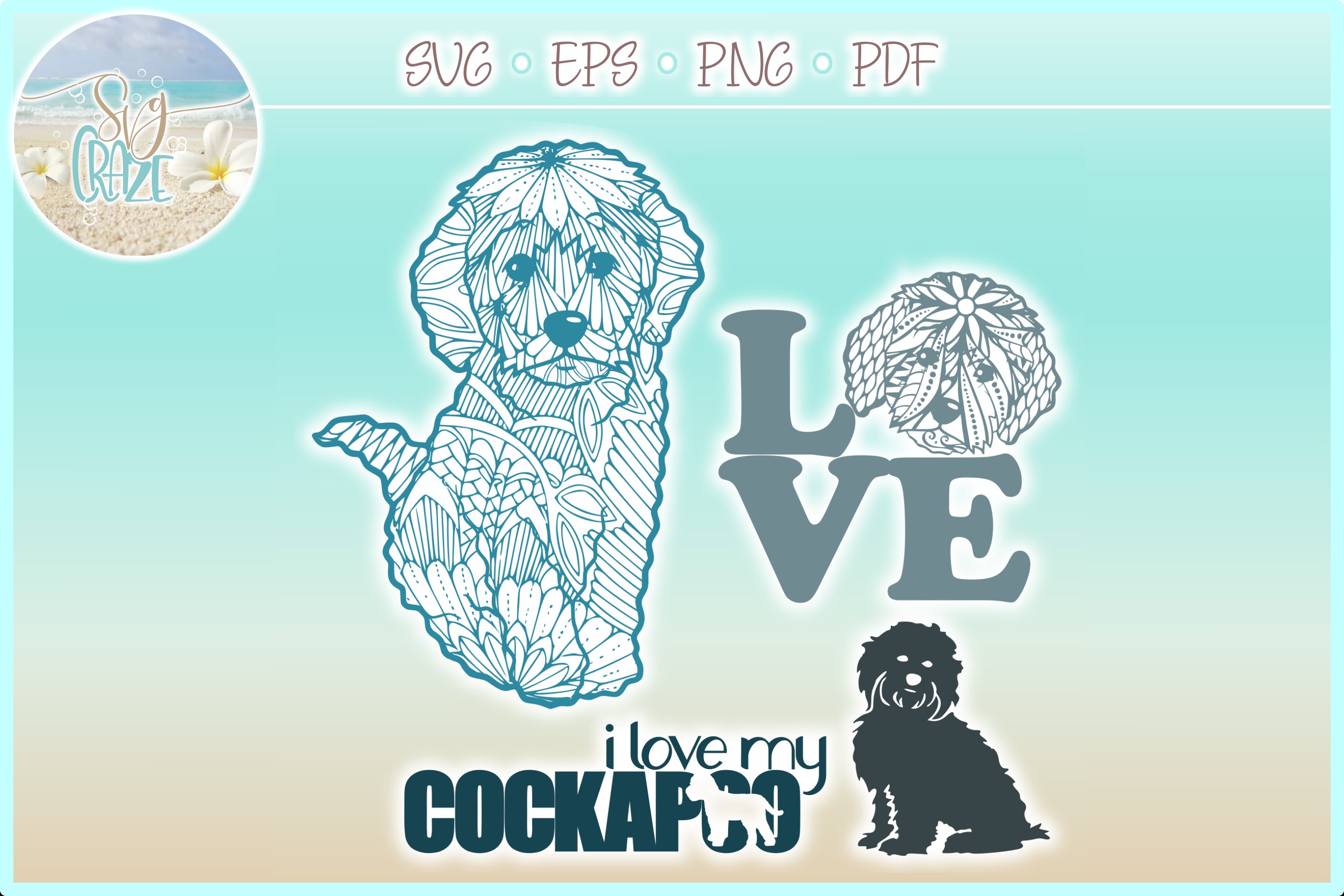 Cockapoo Mandala Zentangle SVG Eps Png PDF files for Cricut (181986 ...