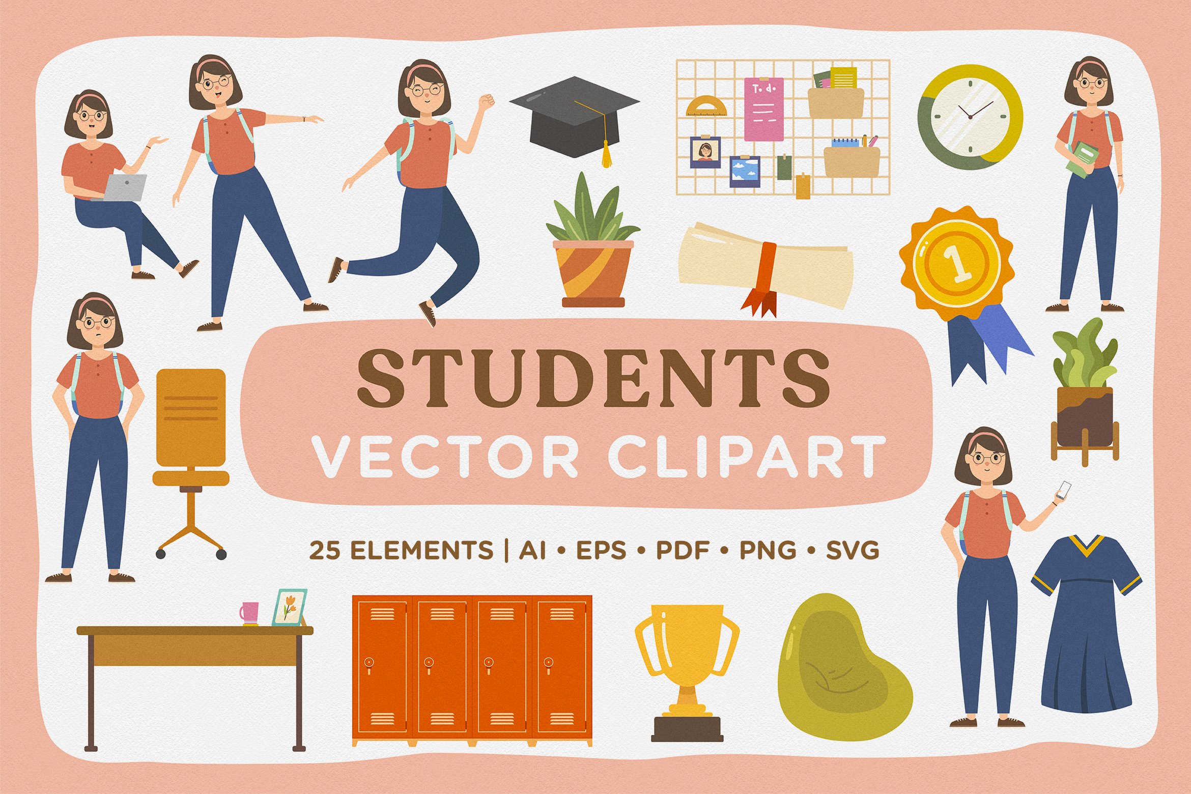 Student Life Modular Vector Clipart Pack (912342) | Illustrations ...