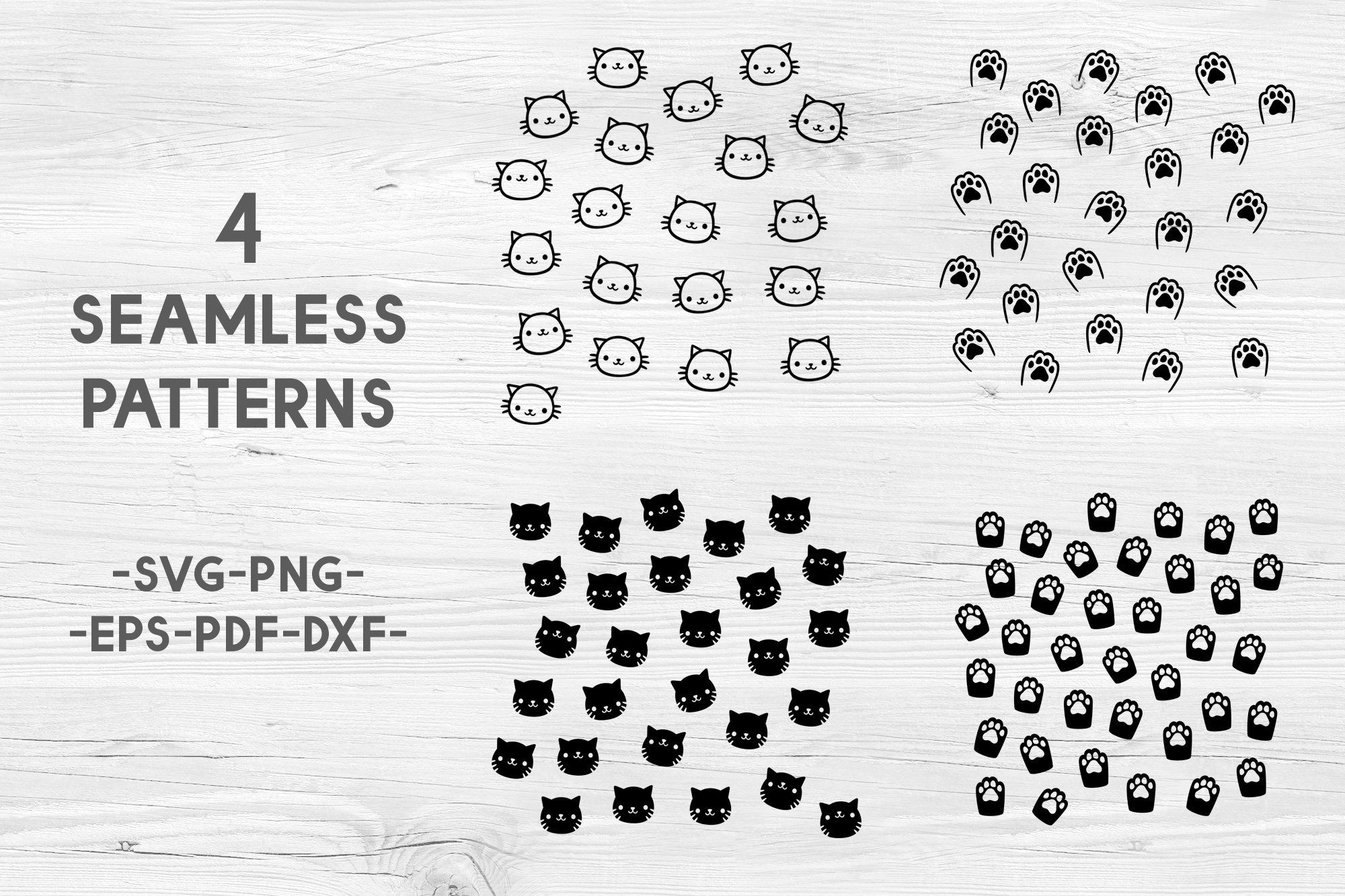 Cat pattern svg Cute cat svg Cat digital paper pack Cat paw