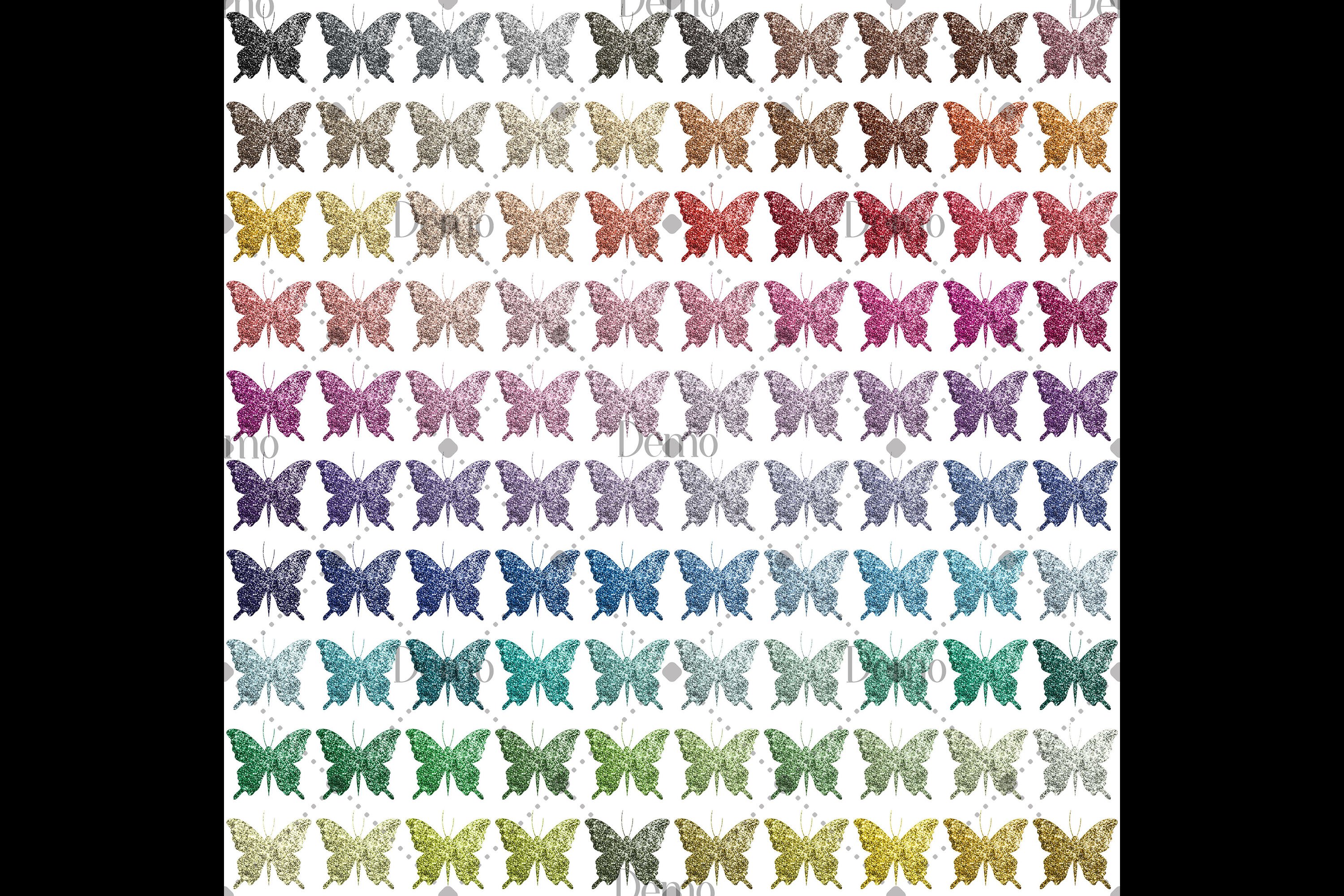 100 Luxury Glitter Butterfly Clip Arts, Glitter Graphic Kit (132565 ...