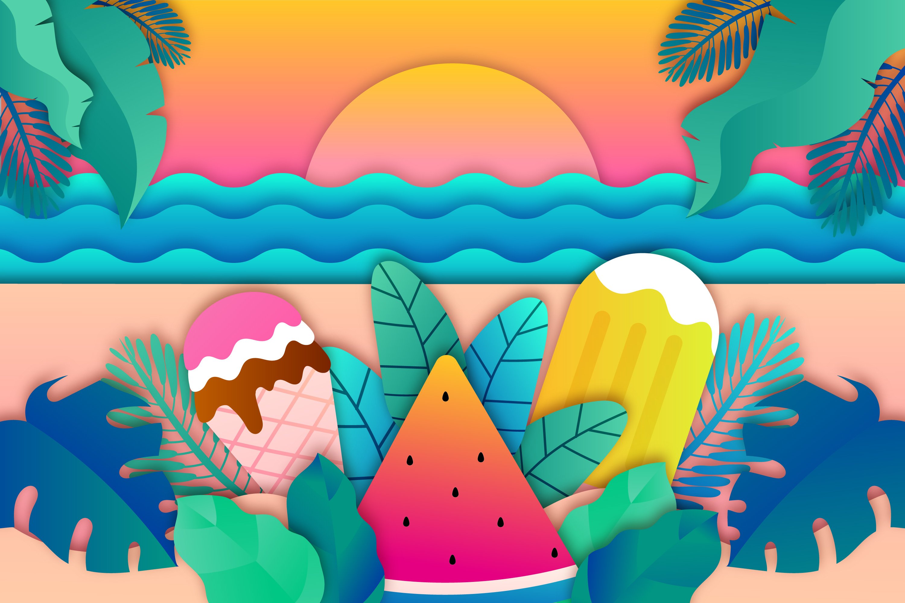 Summer Background in Paper Style