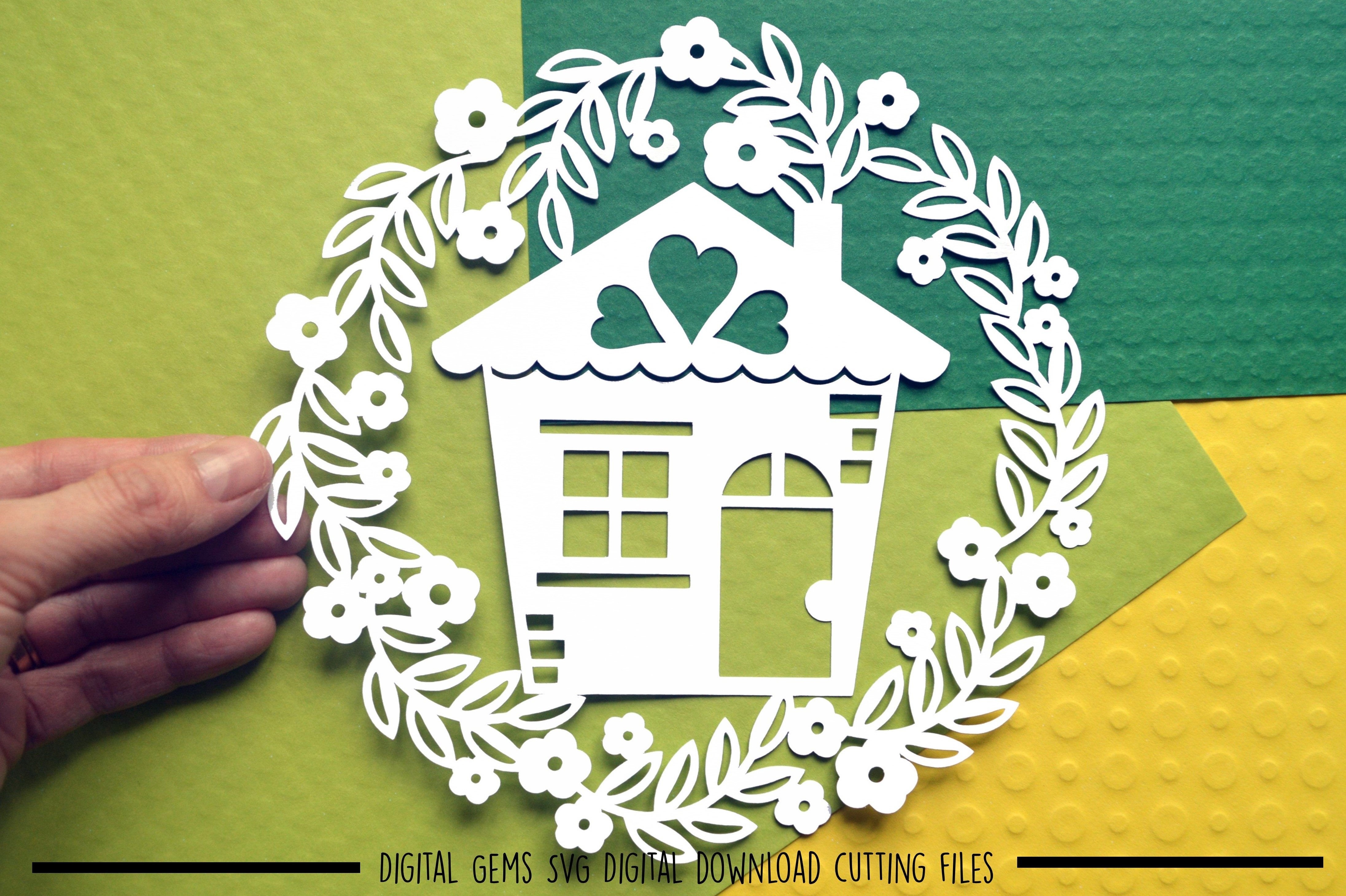 home paper cut SVG DXF EPS files (35902) | SVGs | Design Bundles