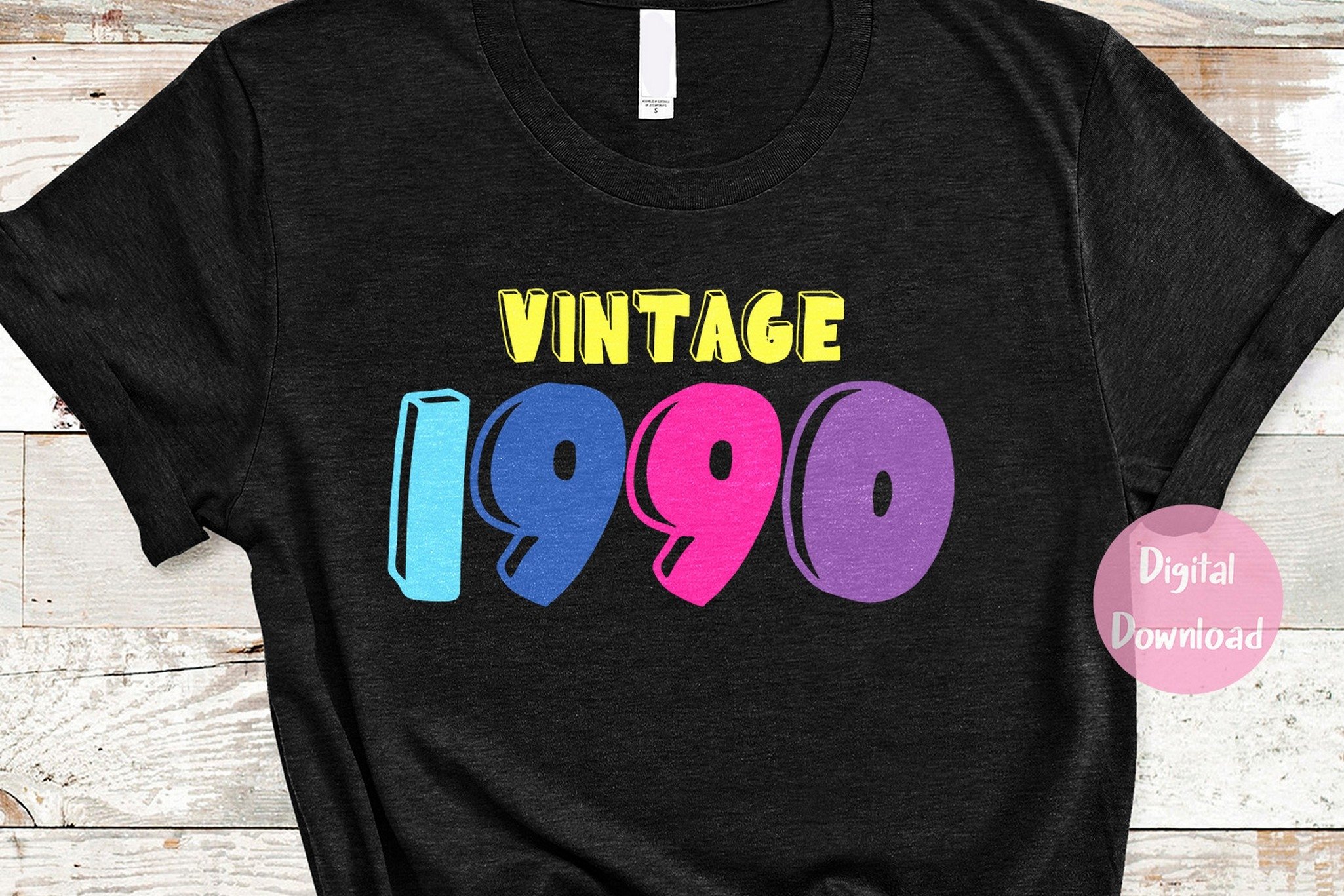 Vintage 1990 SVG, Birthday shirt vector design SVG (1126447) | SVGs ...