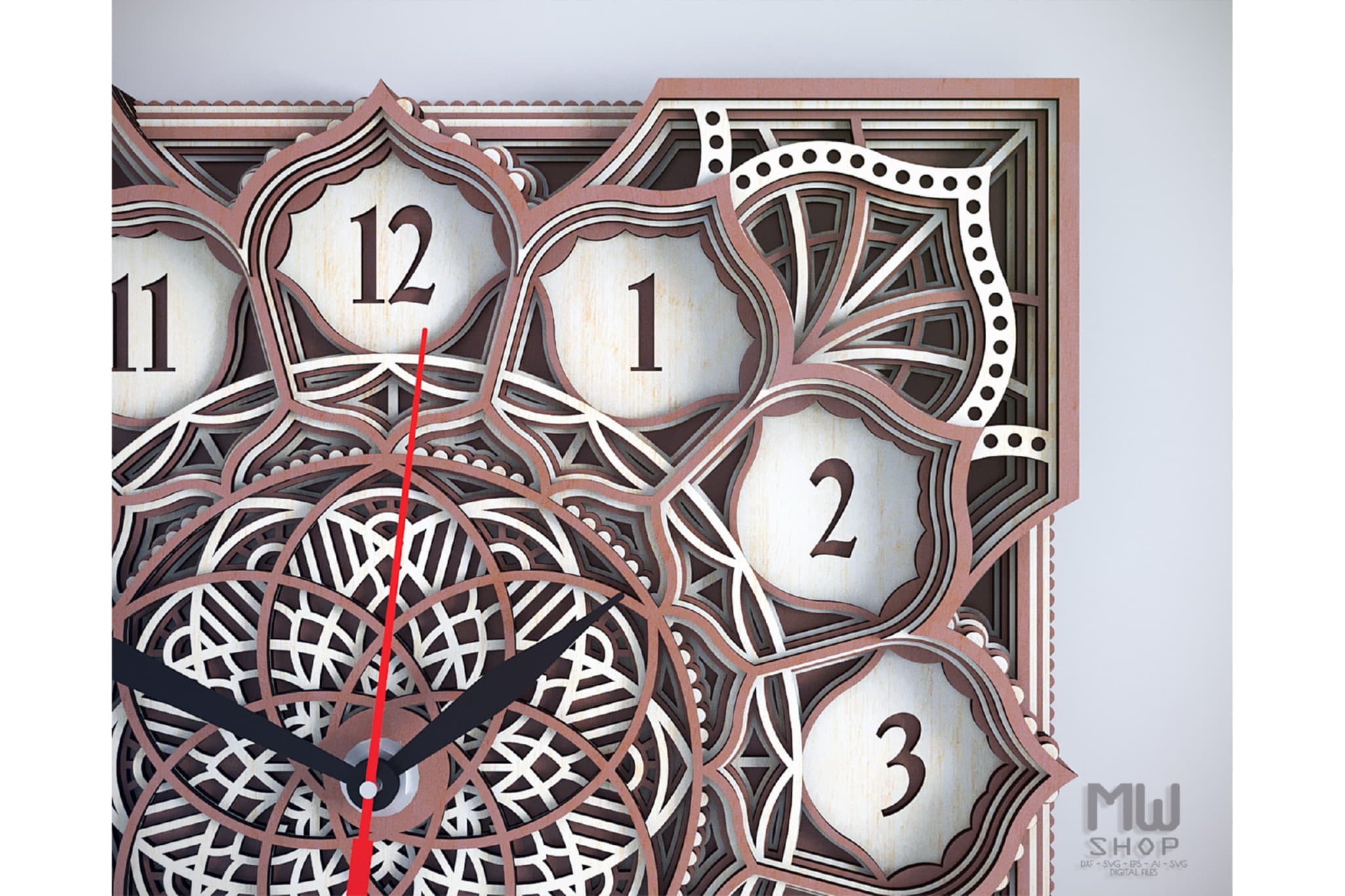 C02 - Laser Cut Wall Clock DXF, Mandala Clock, Wooden Clock (654347 ...