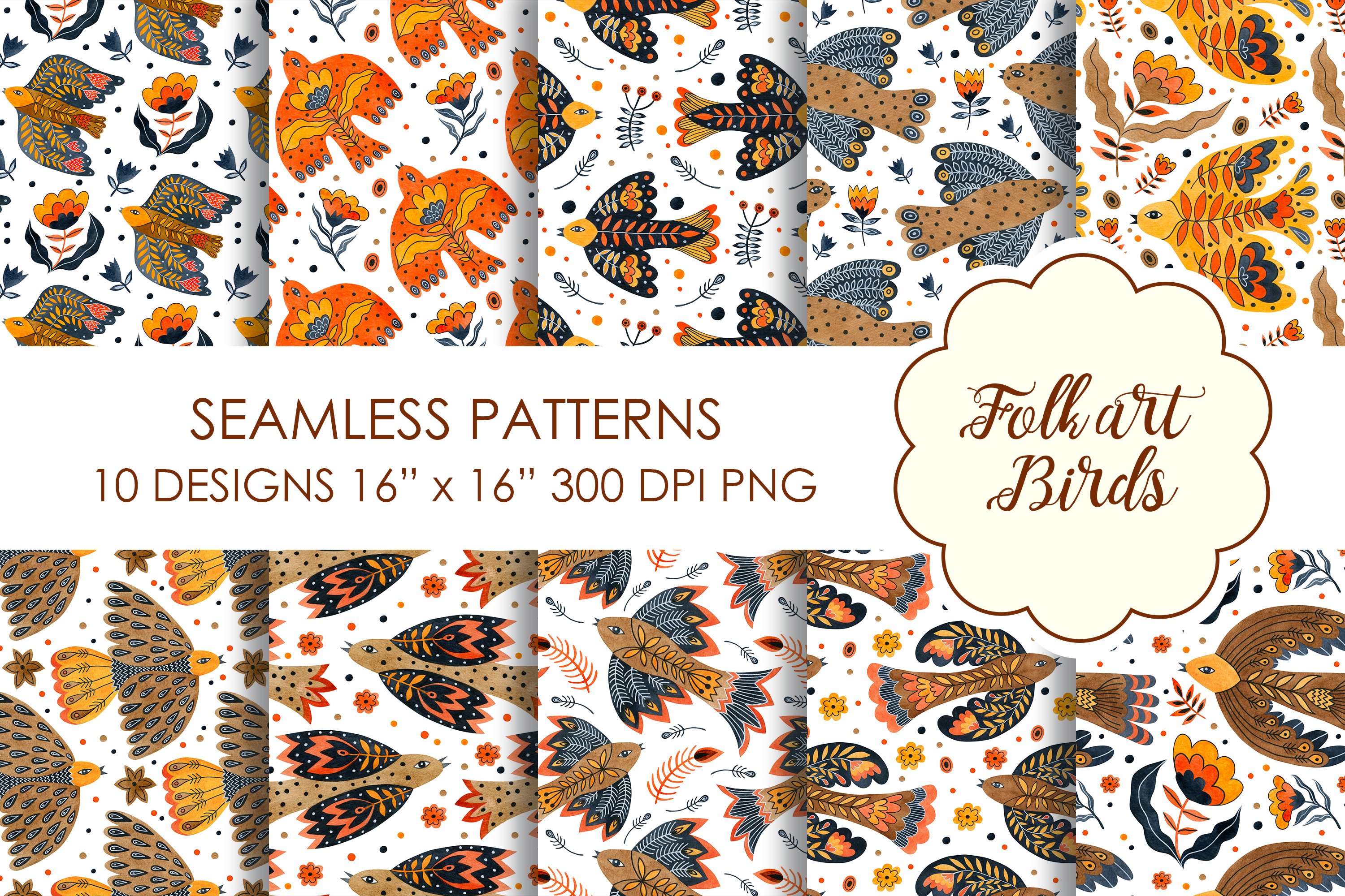 Folk Art Bird Designs