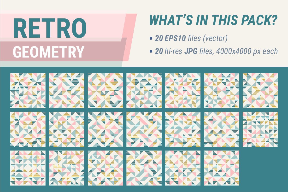 RETRO geometry pack (667886) | Patterns | Design Bundles