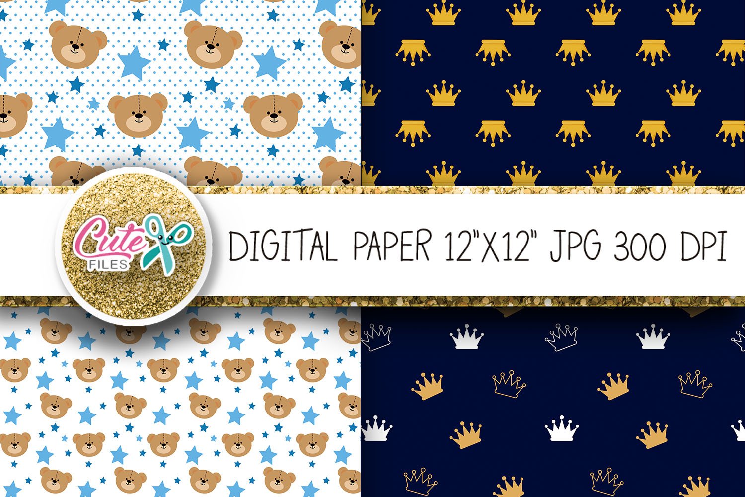 Royal Prince Teddy Bear digital paper for scraobooking (439480 ...