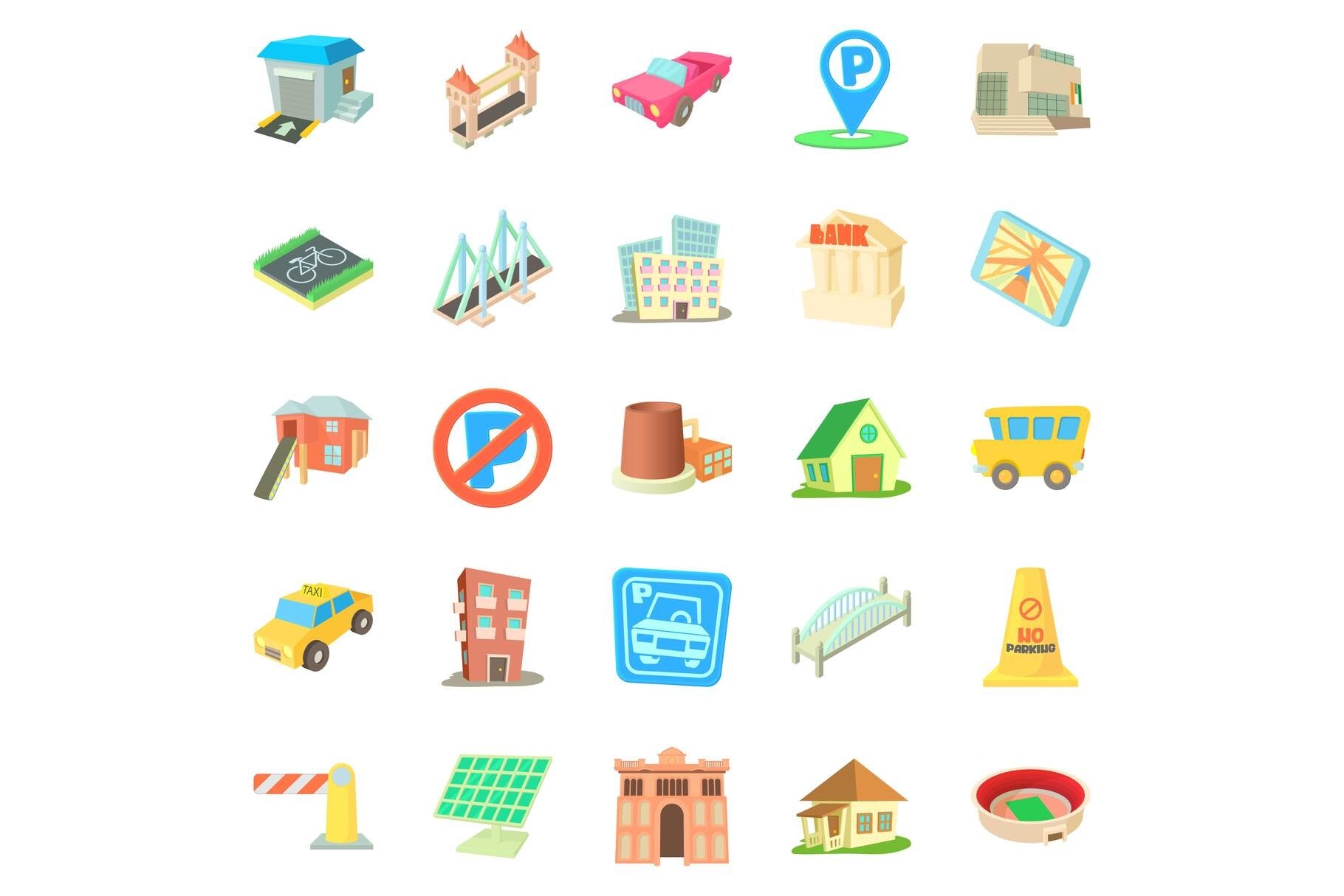 Municipal icons set, cartoon style (350990) | Icons | Design Bundles