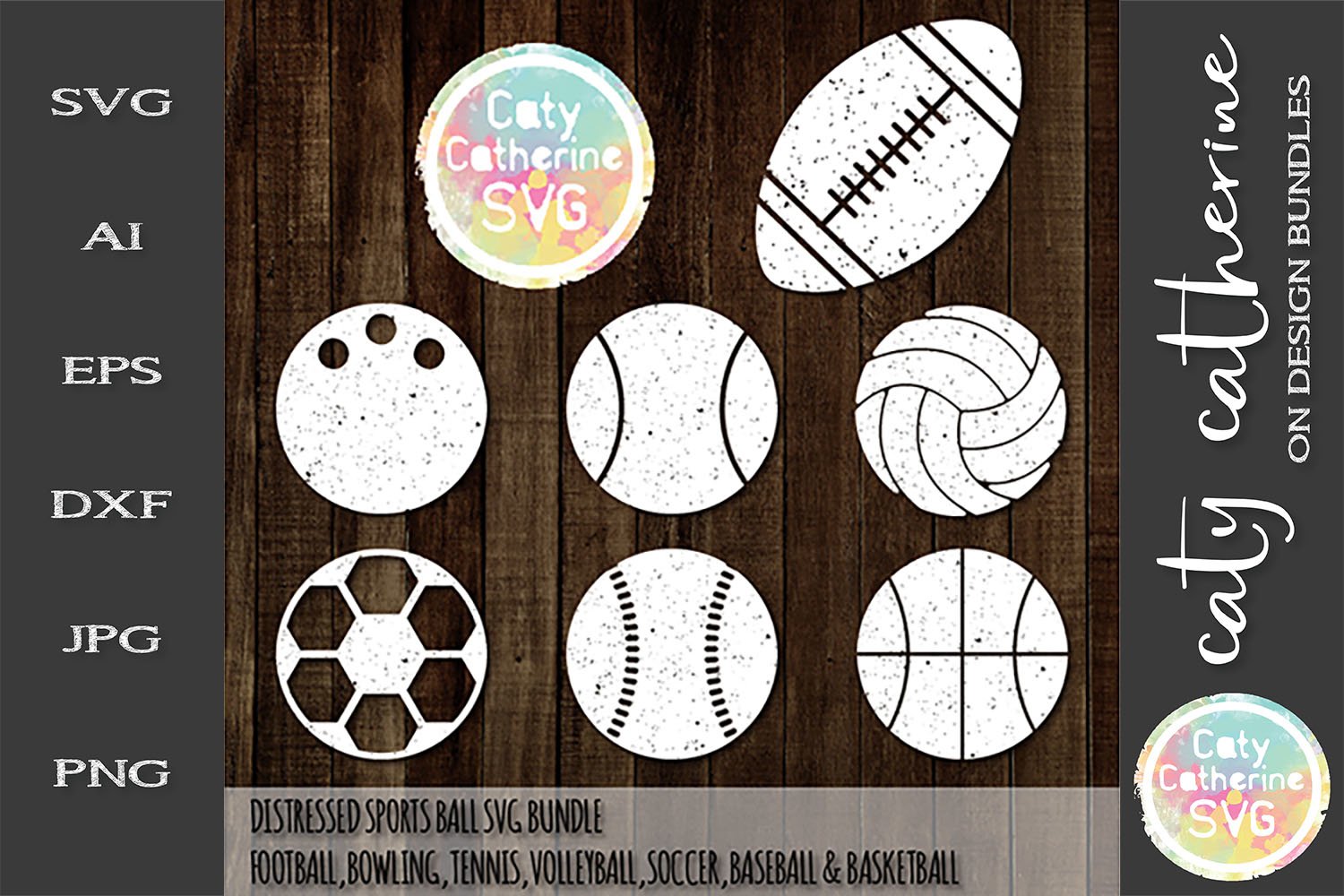 Bundle Distressed Sports Balls SVG Cut File (645787) | SVGs | Design ...