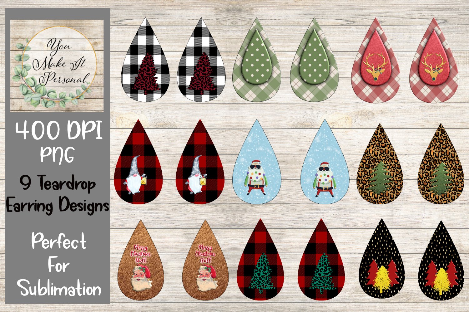 Christmas Sublimation PNG Earring Template Digital Download earring 
