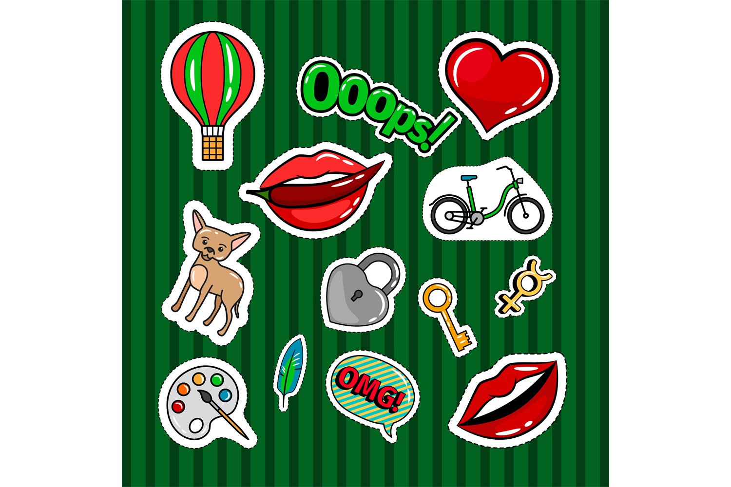 Colored quirky badges set (861174) | Illustrations | Design Bundles