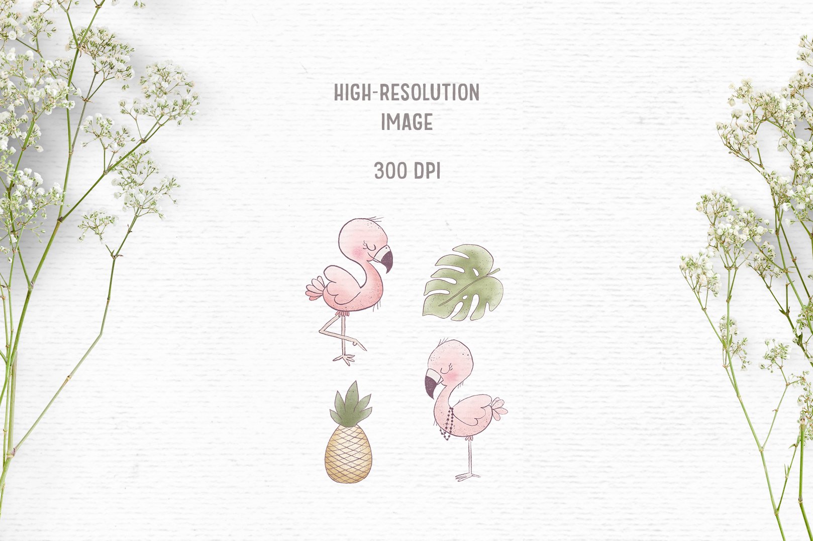 Hand-drawn flamingo clipart | Cute tropical clipart for kids (642343 ...