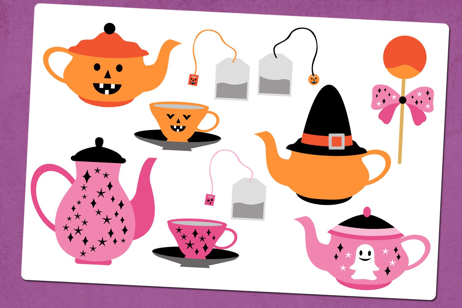 Halloween tea party illustrations