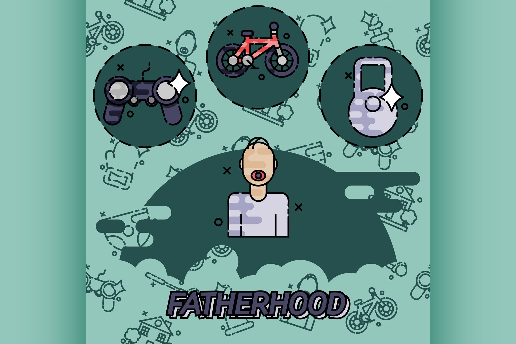 Fatherhood flat concept icons (698672) | Illustrations | Design Bundles