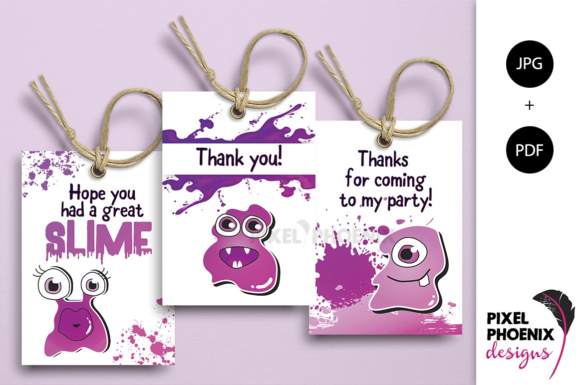 Pink and purple Printable Slime Gift tags x 9 (1351479) | Printables ...