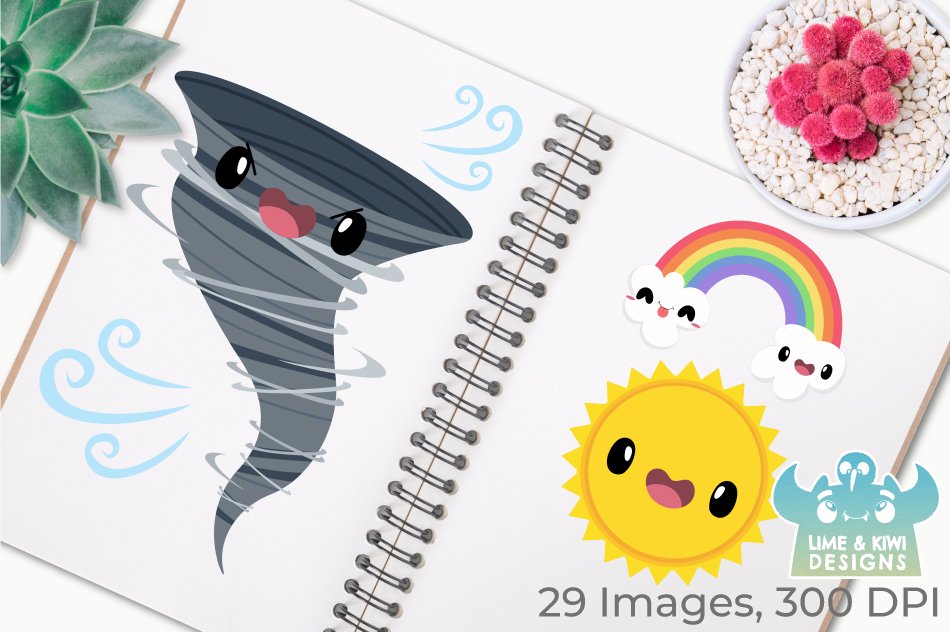 Cute Weather Clipart, Instant Download Vector Art (362652 ...