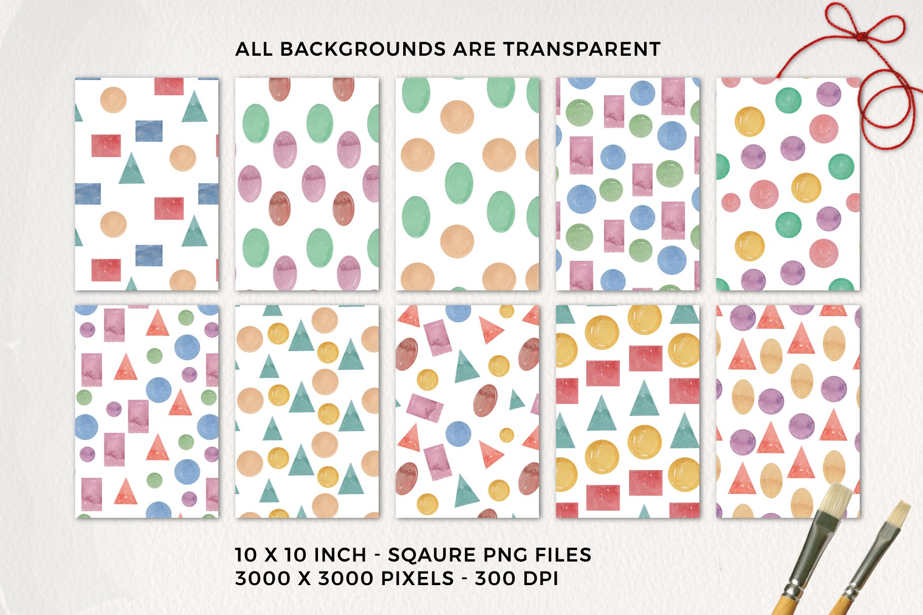 Modern Watercolor Seamless Patterns Watercolor Paper Shapes