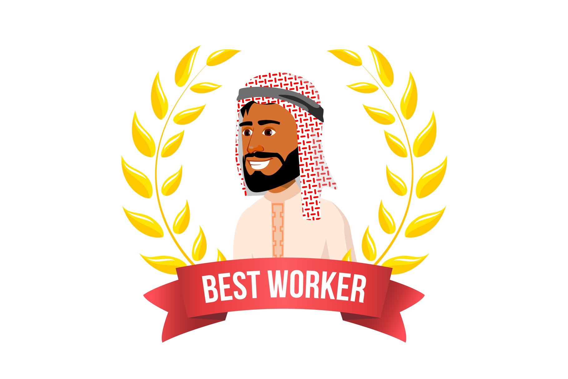 Best Worker Employee Vector. Arab Man. Award Of The Year. (657228 ...