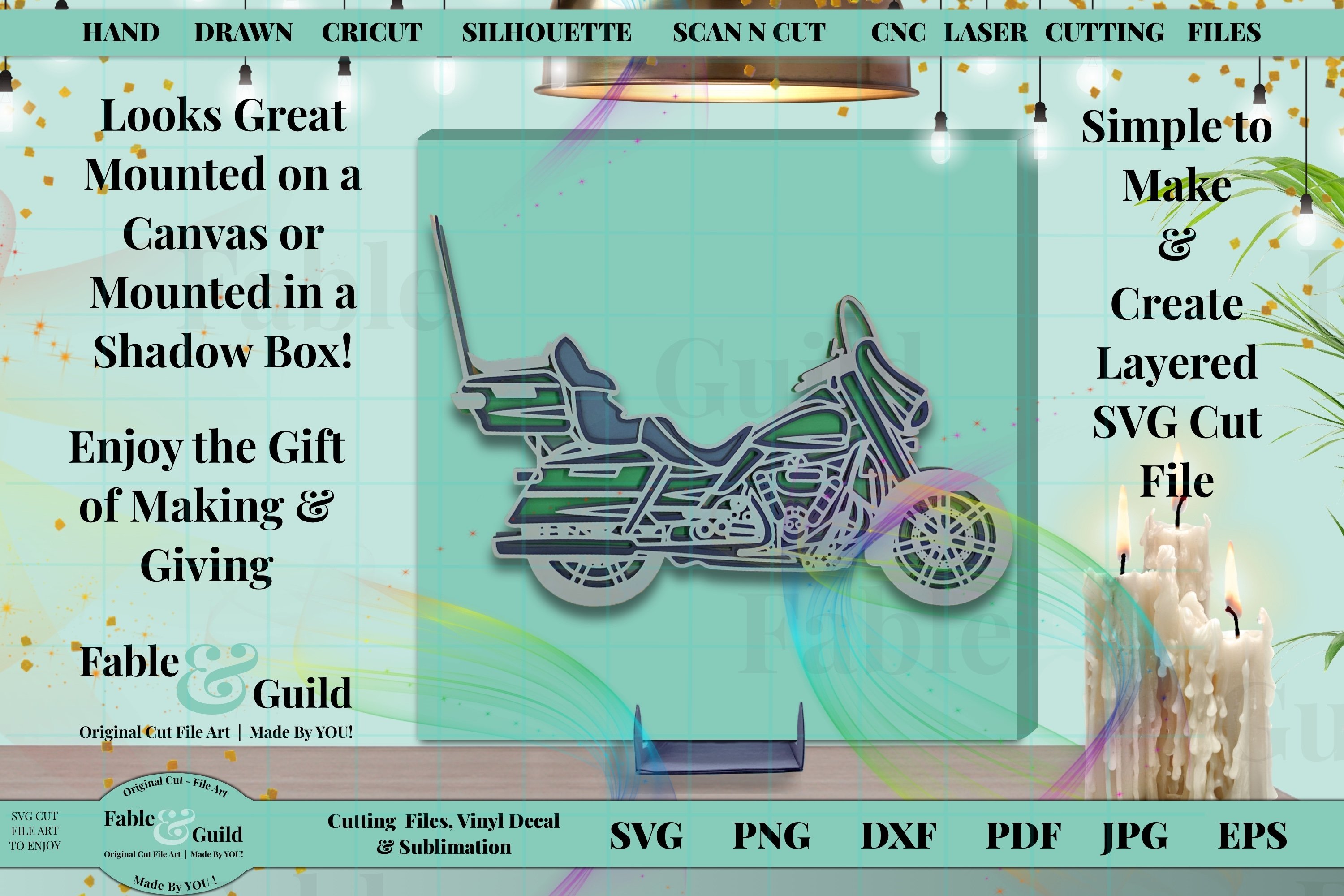 Motorbike Motorcycle 3d Layered cut file for Cricut ScanNCut (1123712 ...