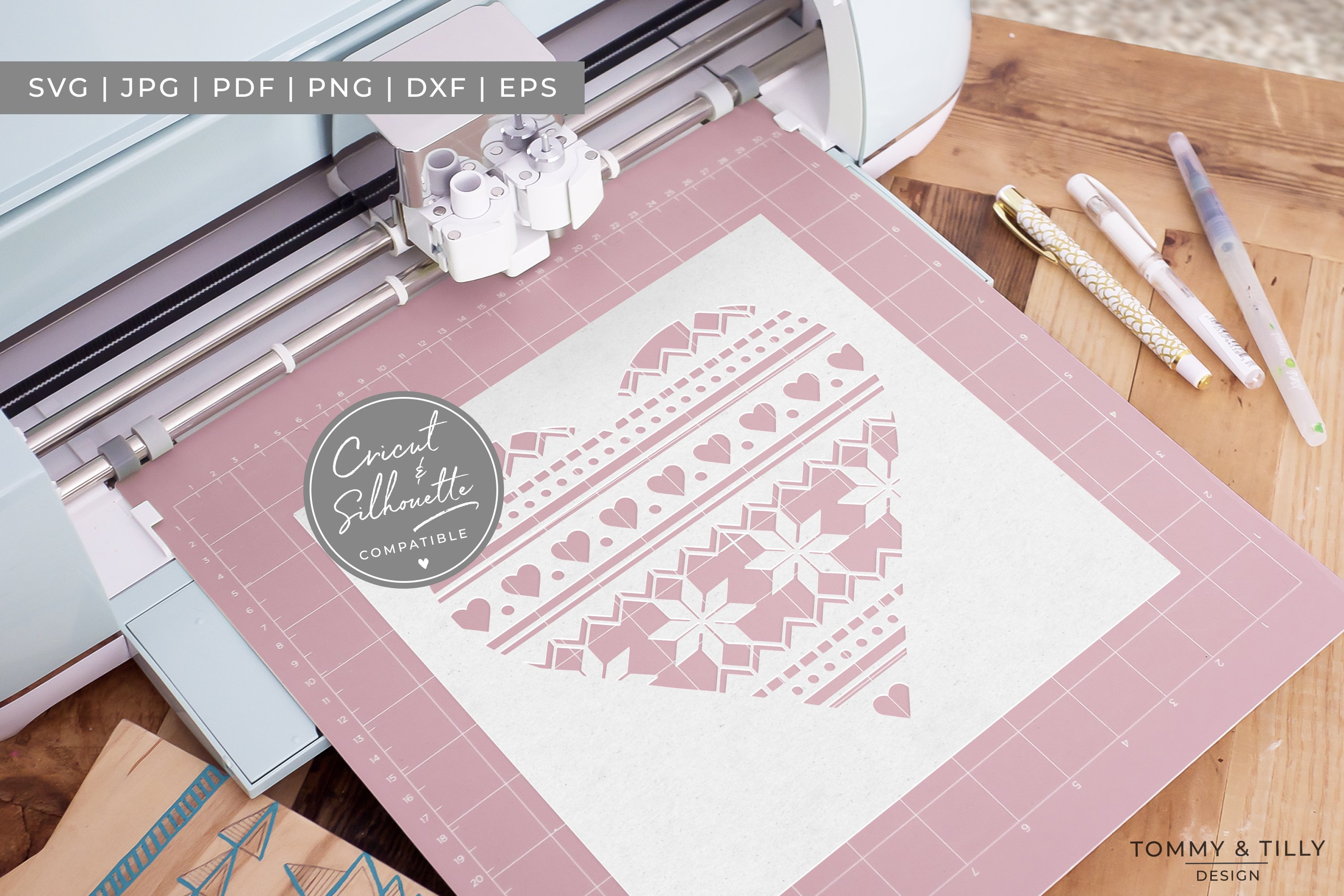Christmas Pattern Heart - SVG EPS DXF PNG PDF JPG Cut File (372542 ...