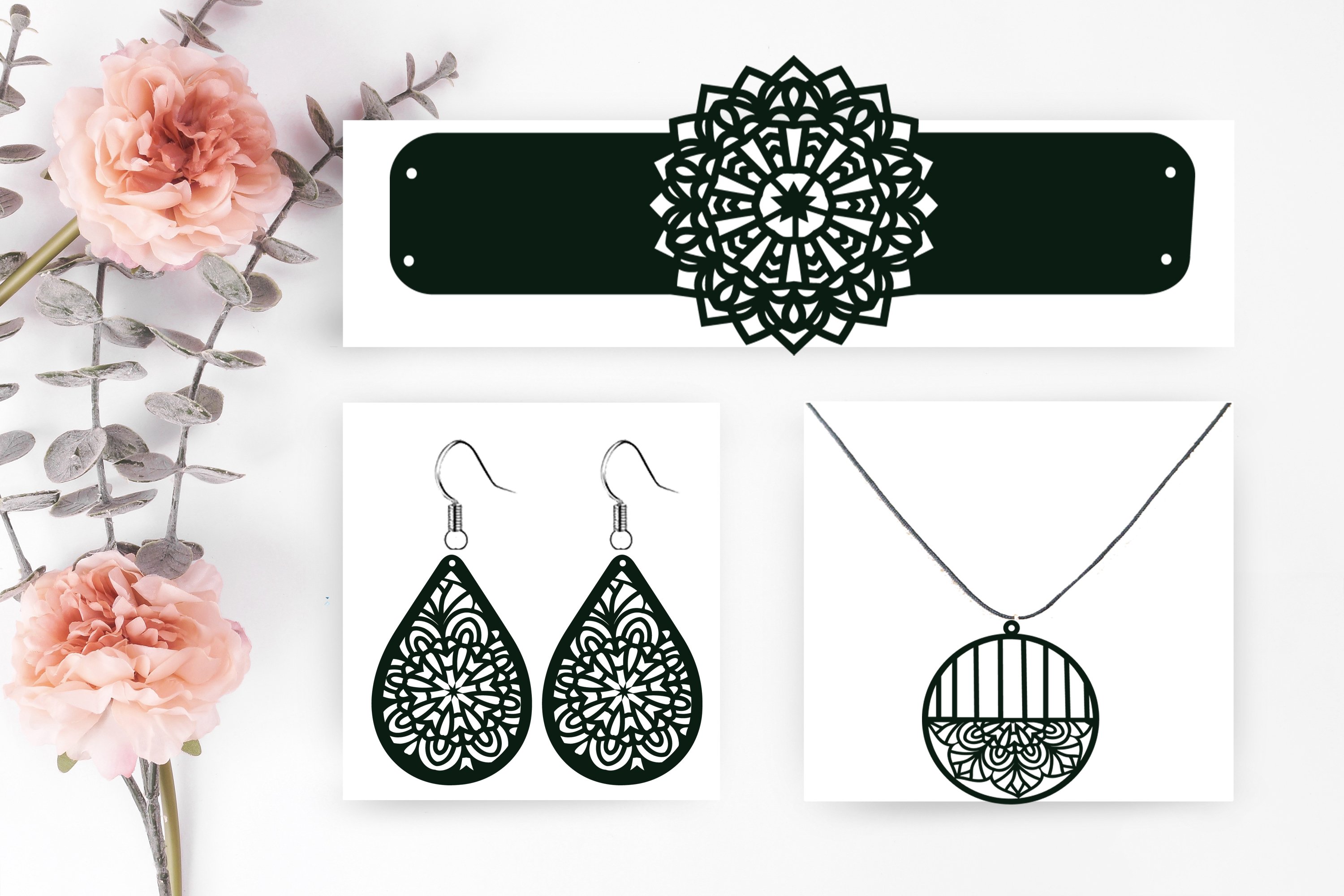Set Earrings Jewelry SVG Cut File