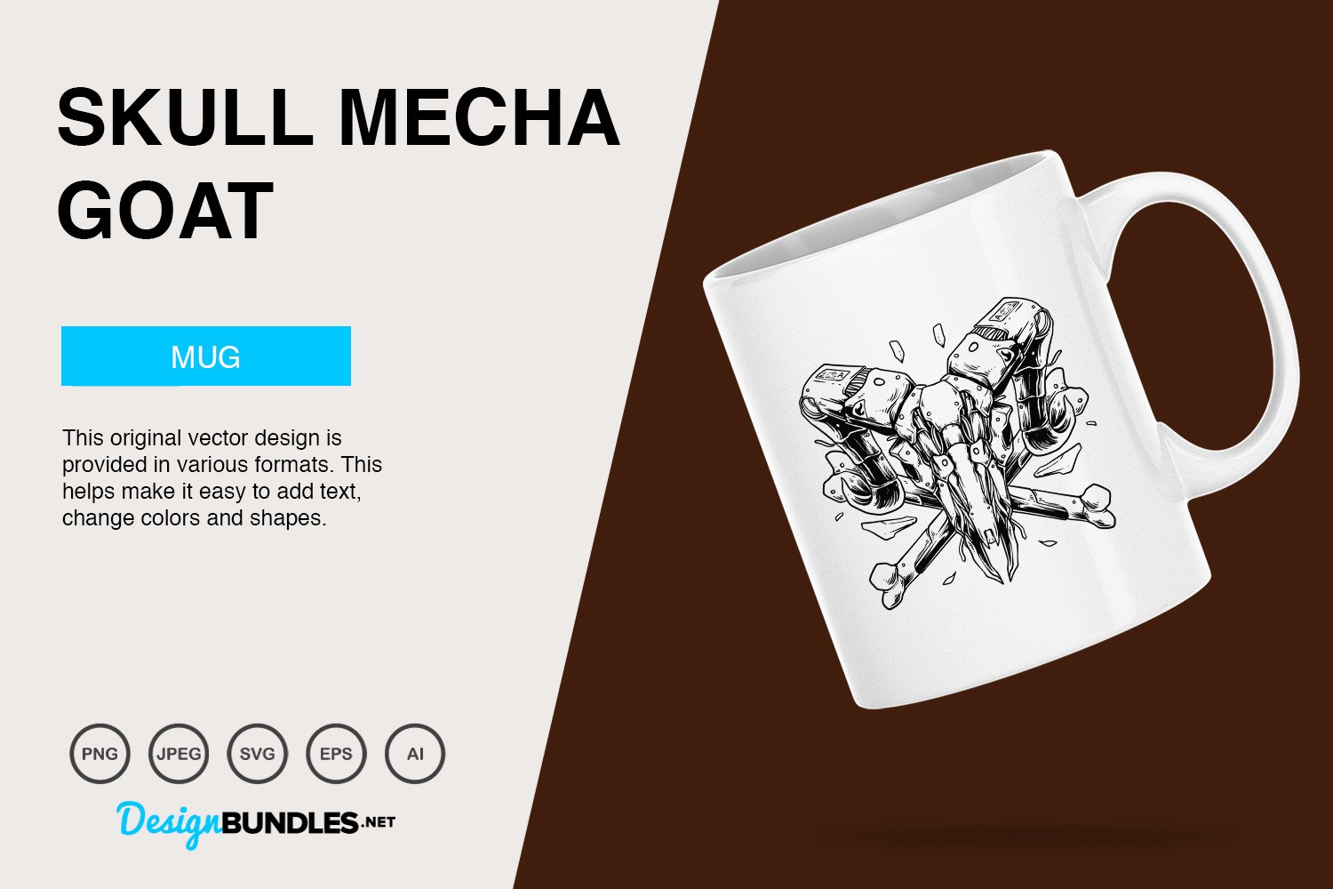 Skull Mecha Goat Vector Illustration