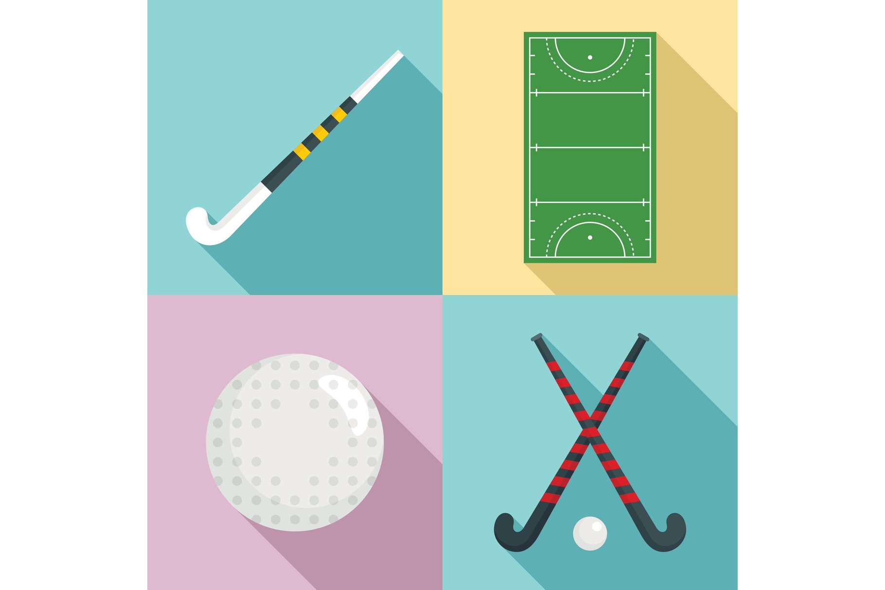 Field hockey icons set, flat style (550179) | Illustrations | Design ...