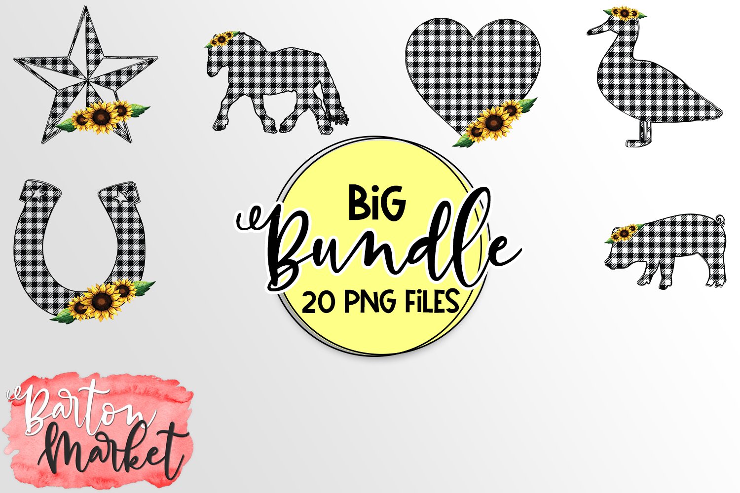 Buffalo Plaid & Sunflower Farm Bundle for Sublimation (661146 ...