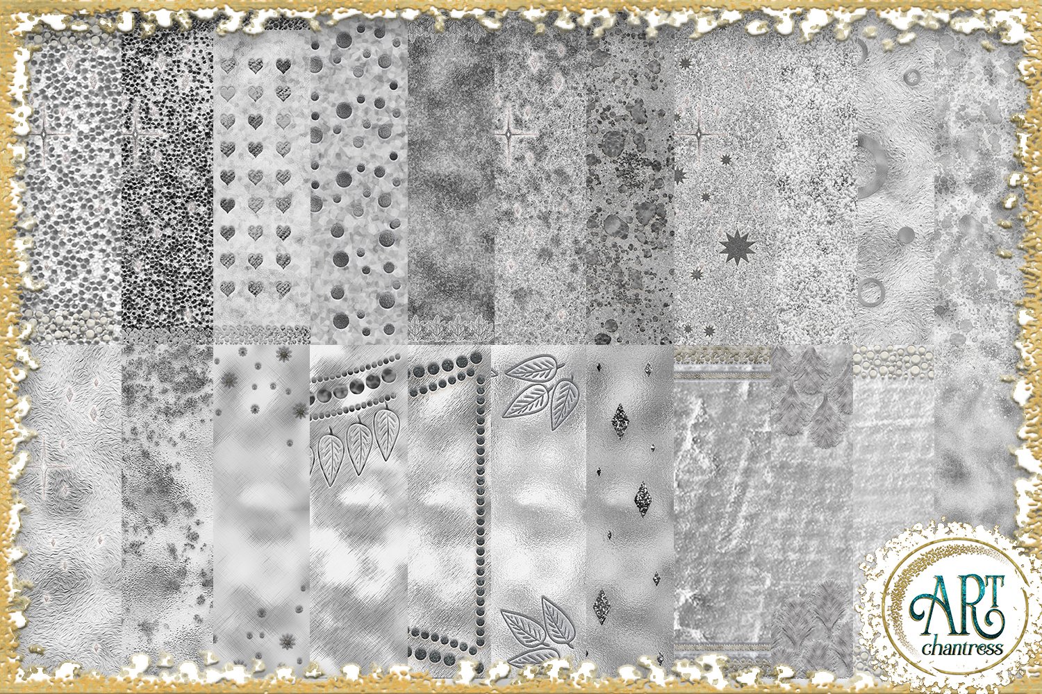 Luxury Silver Glitter Seamless Digital Papers,Border,Overlay (140937 ...