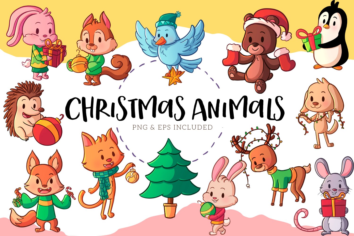 Cute Animal Christmas Illustrations