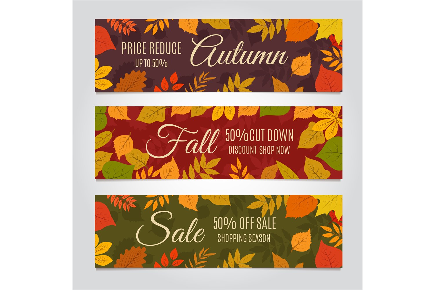 Fall sale banners. Autumn offer and season discounts adverti (912776 ...