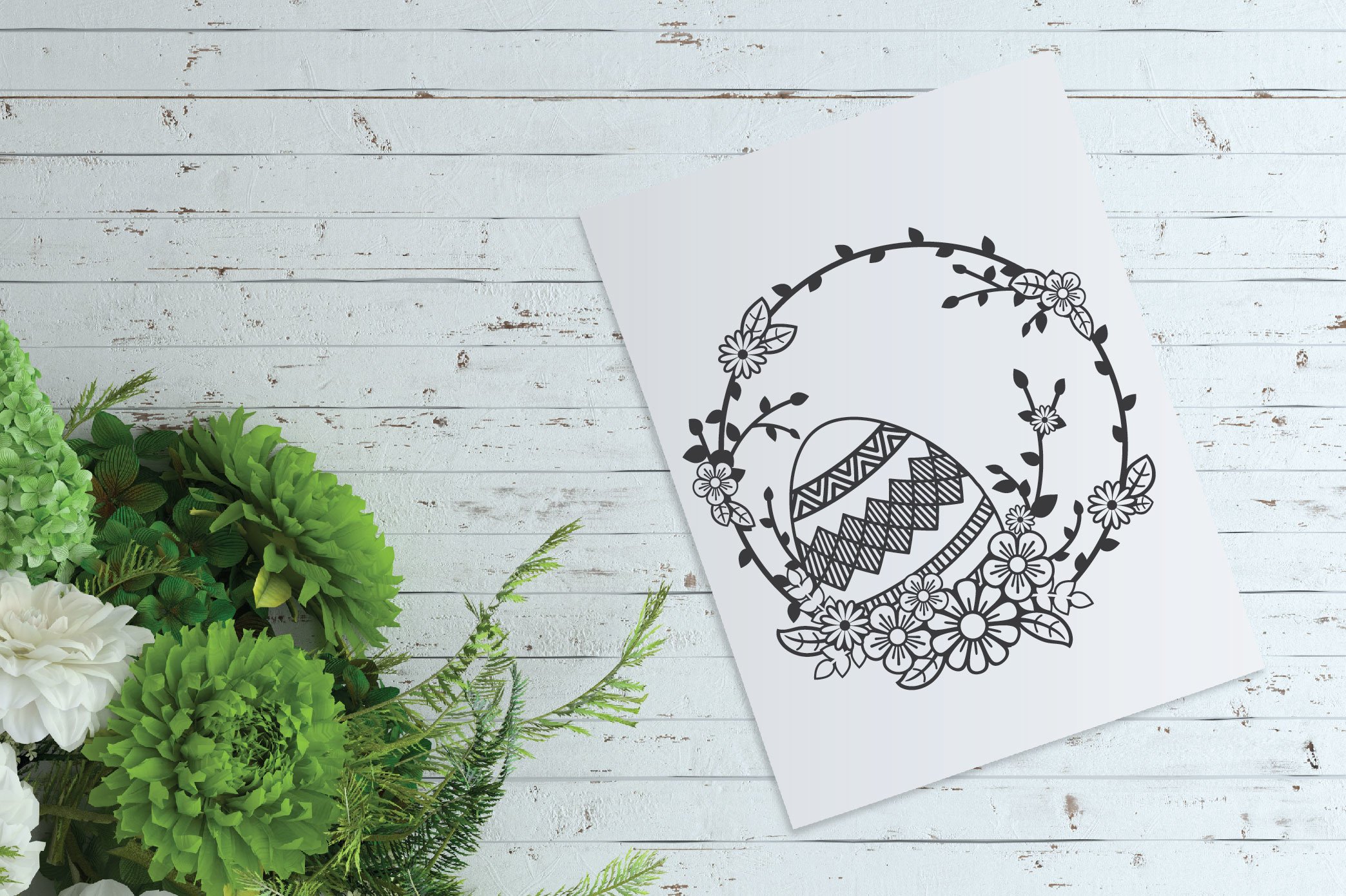 Easter SVG Egg with Floral Frame (513479) | Cut Files | Design Bundles