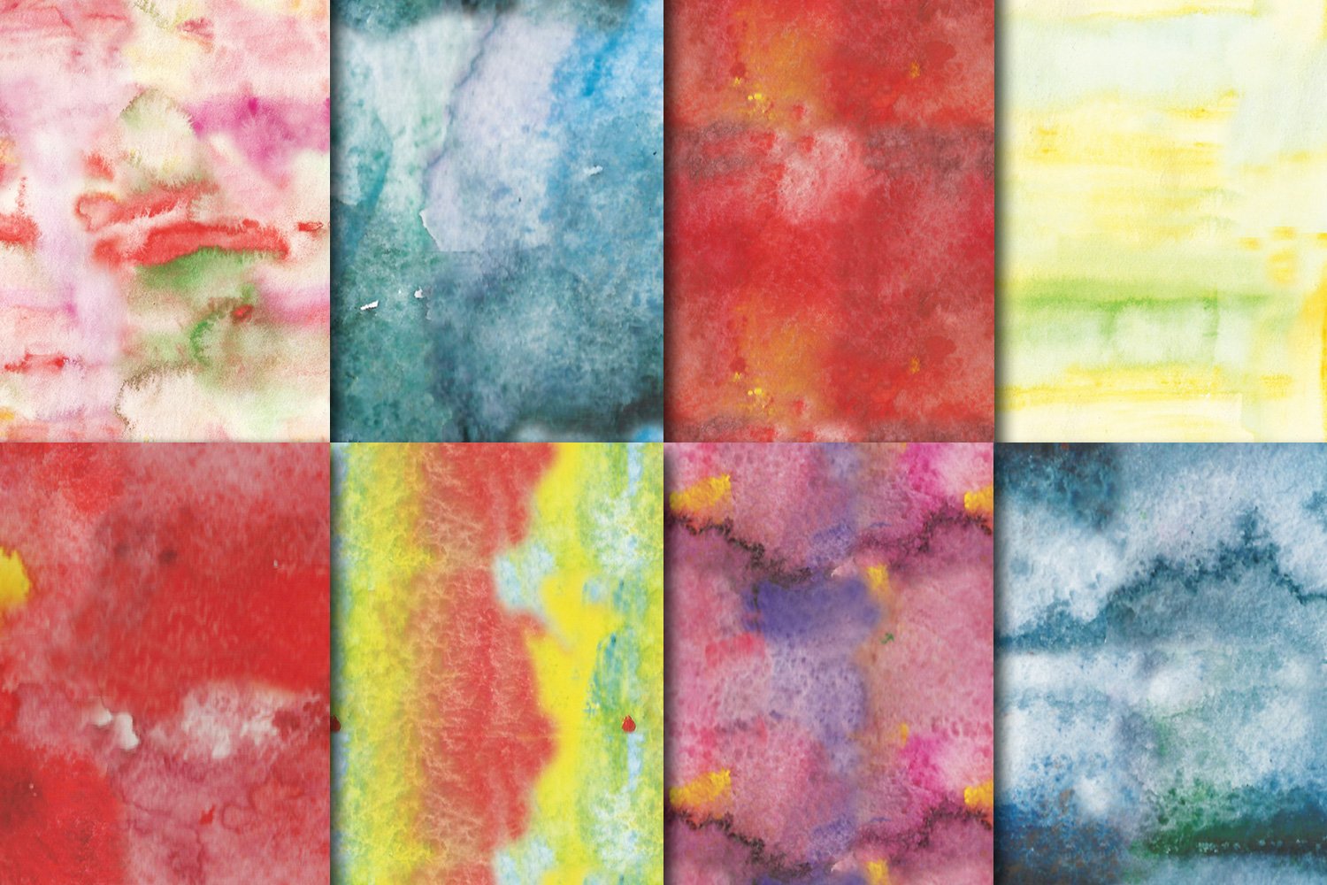 Colorful Watercolor Textures seamless digital paper pack (25723 ...
